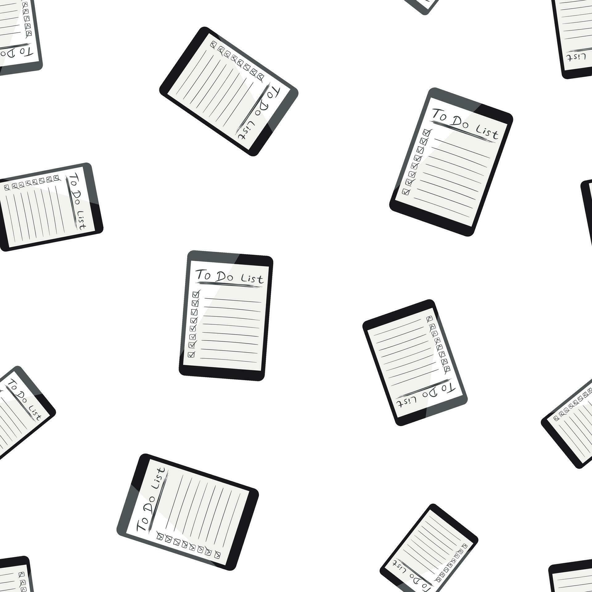 Businessman to do list, checklist with tablet computer seamless pattern ...