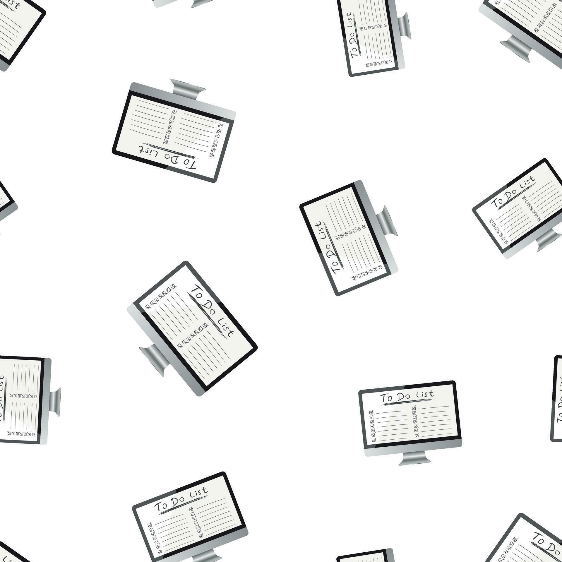 Businessman to do list, checklist with computer monitor seamless ...