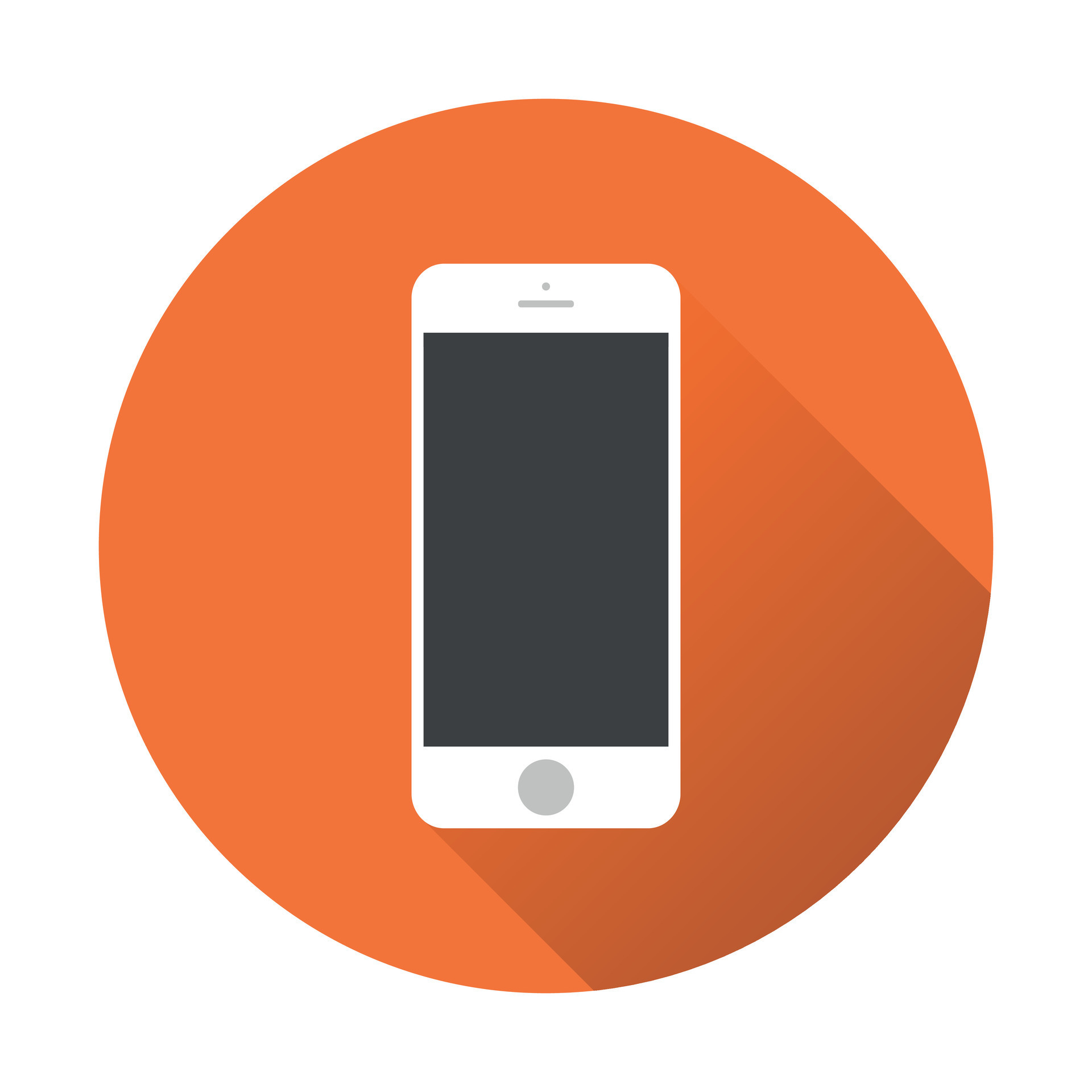 Smartphone icon. Vector illustration on orange background with shadow ...