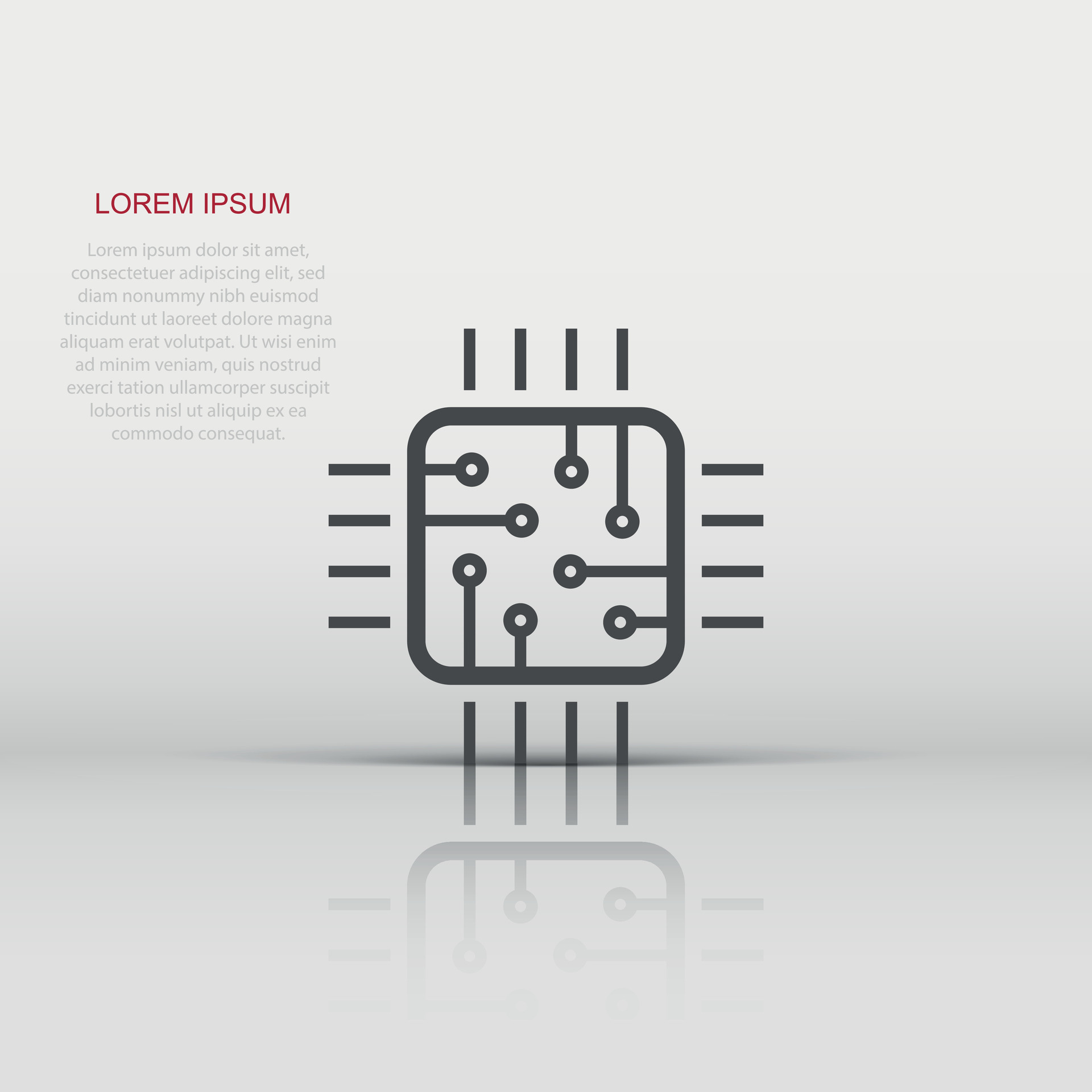 Computer Cpu Icon In Flat Style Circuit Board Vector Illustration On