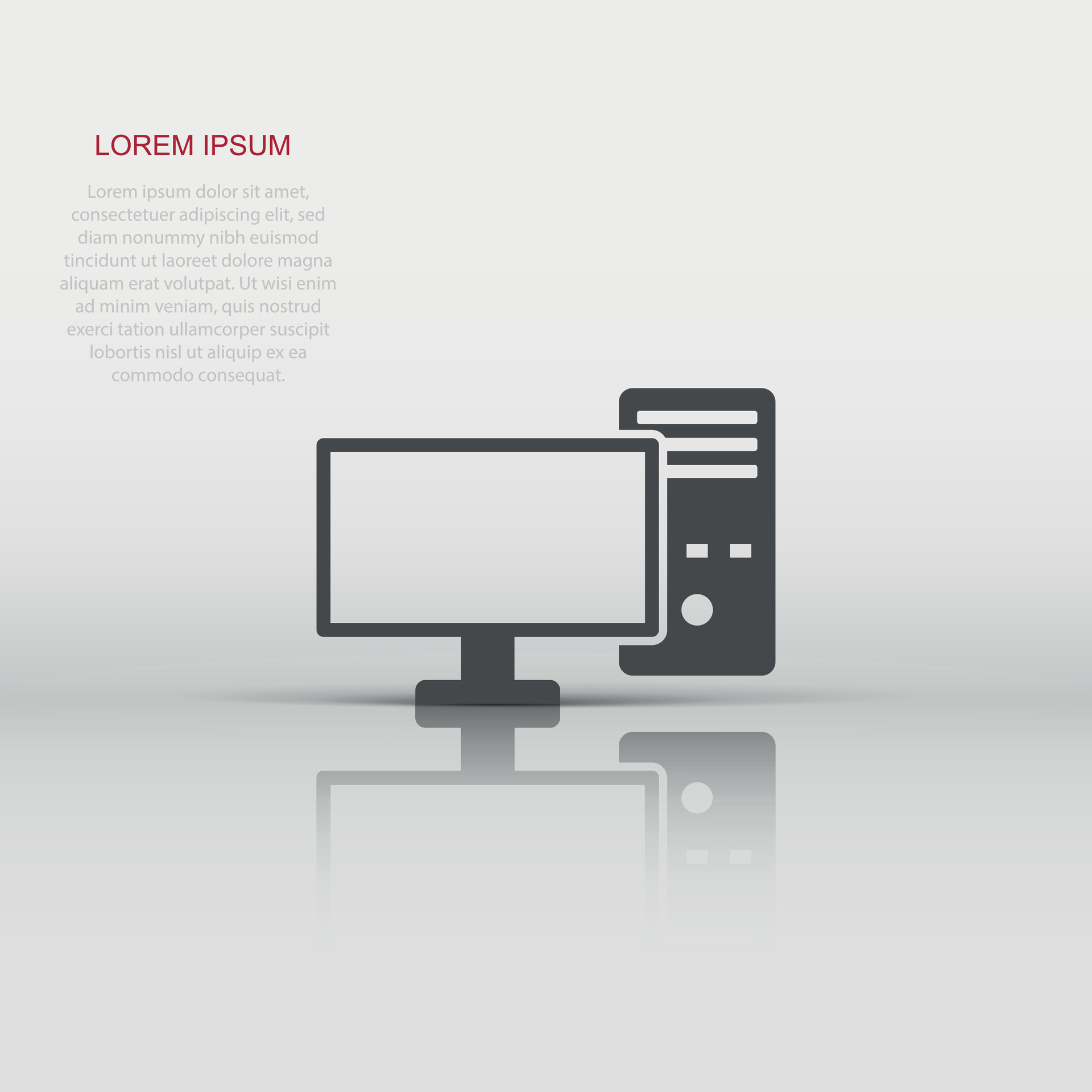 Pc computer icon in flat style. Desktop vector illustration on white ...