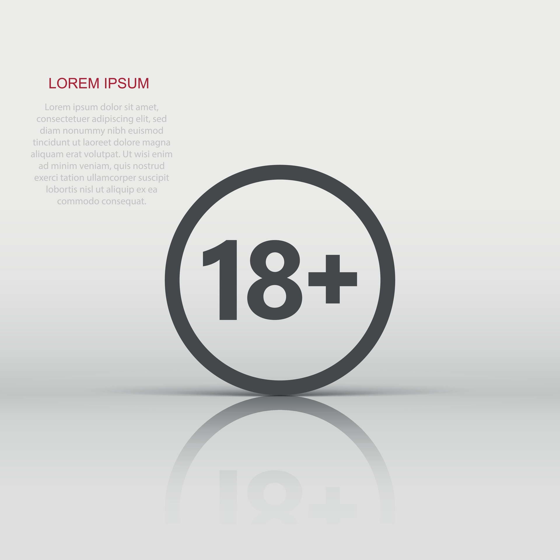 18 más icono de estilo plano. ilustración vectorial solo para adultos sobre fondo blanco aislado ...