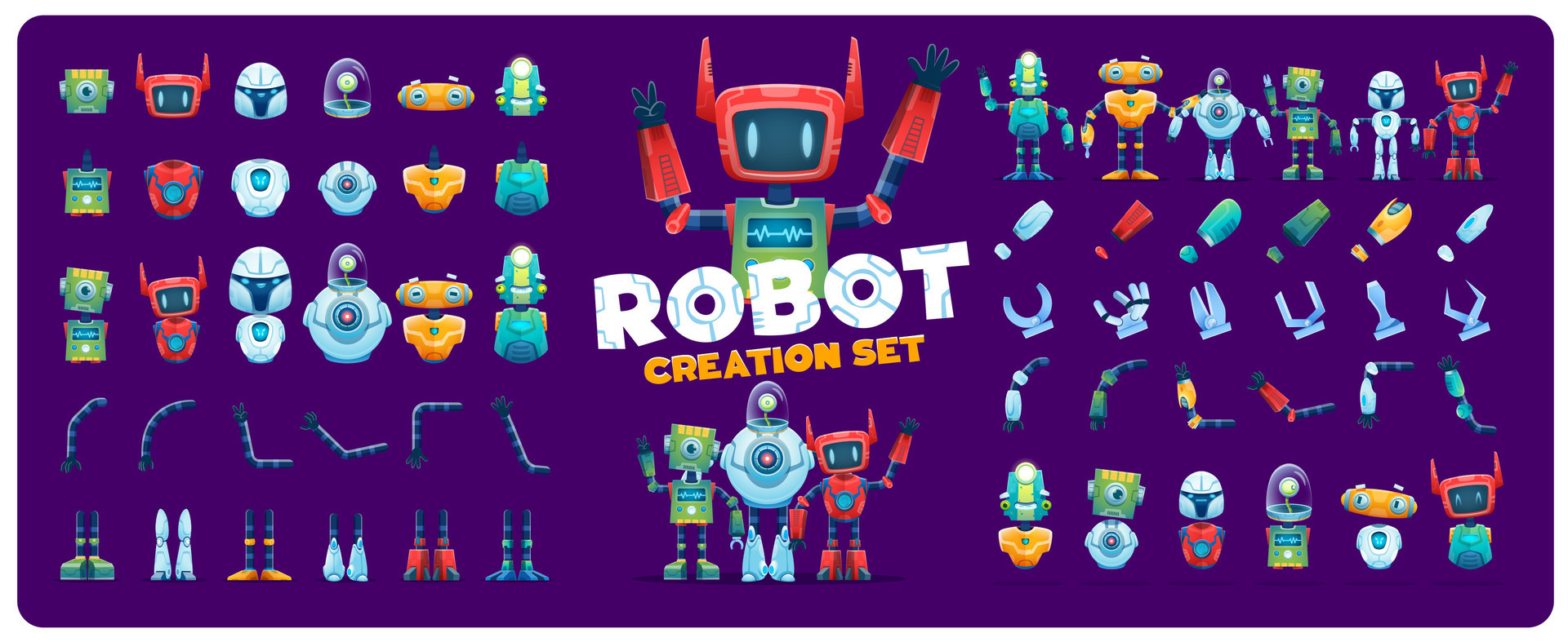Robot Creation Kit Cyborg Character Constructor 26168084 Vector Art At