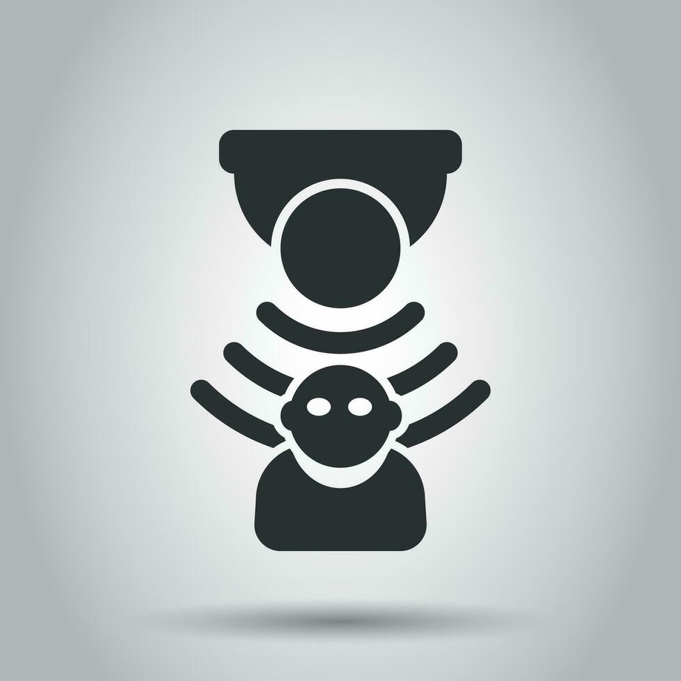 Motion Sensor Icon In Flat Style Sensor Waves With Man Vector Illustration On White Background