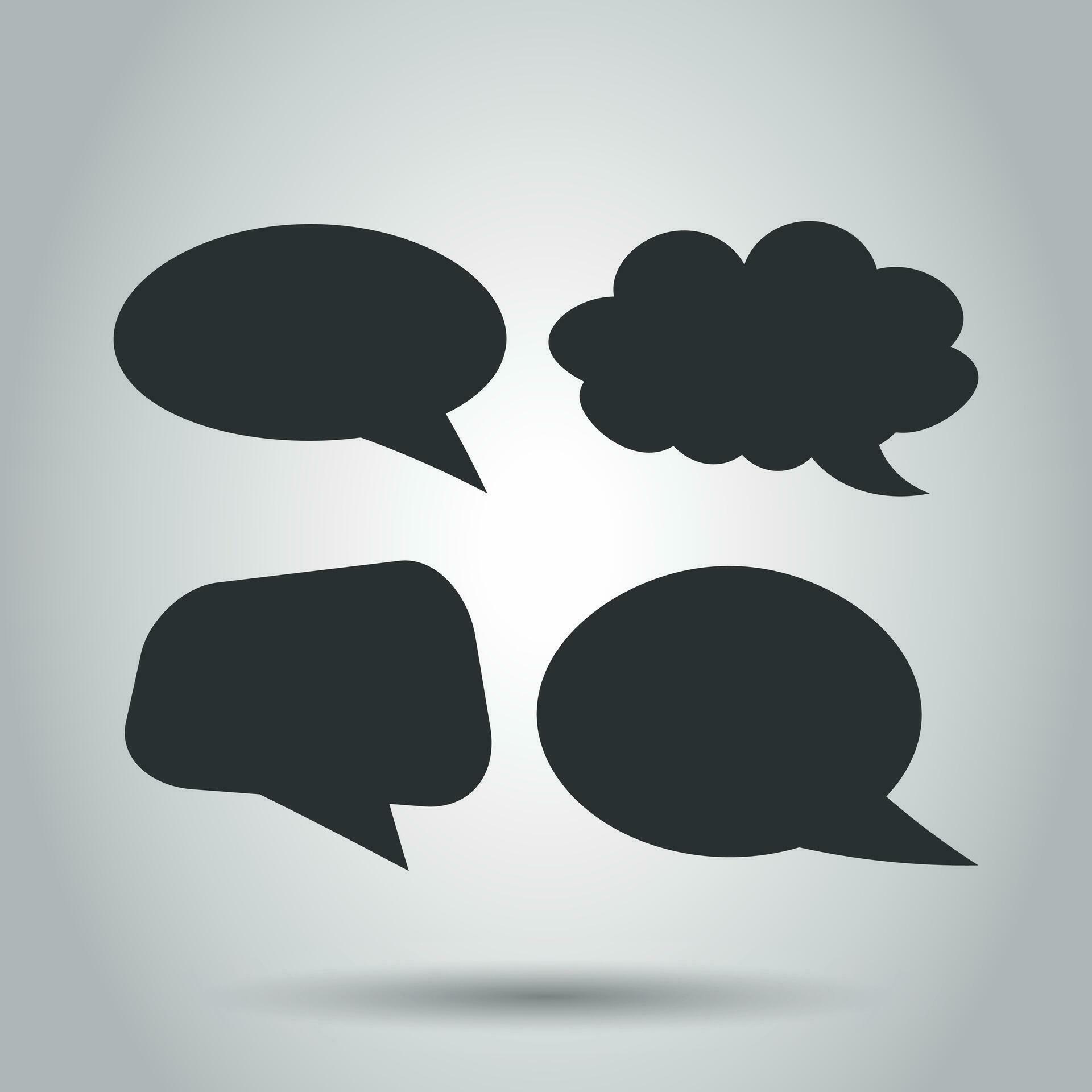 Blank empty speech bubble vector icon set in flat style. Dialogue box on white background ...