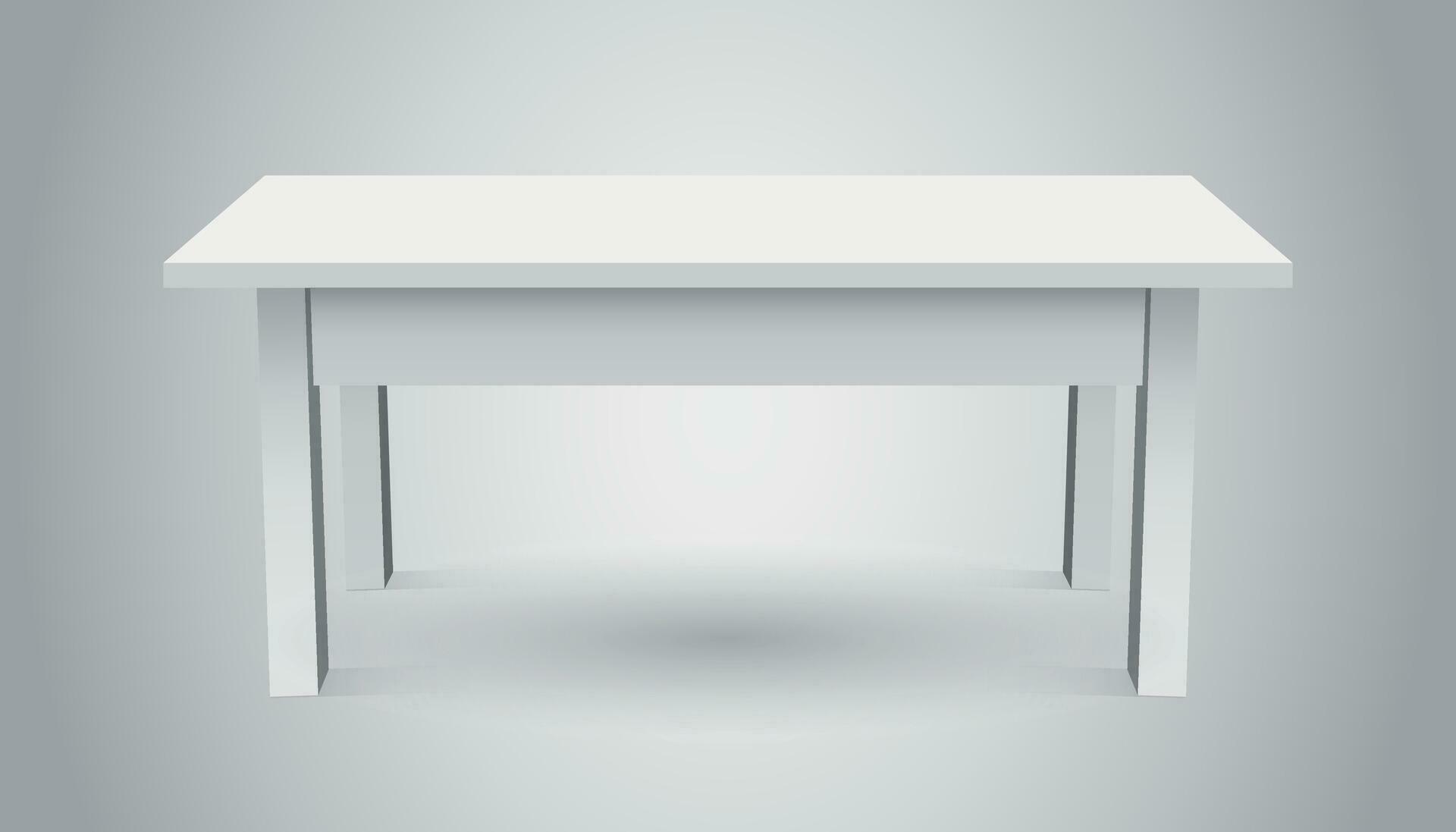 Vector 3d Table For Object Presentation Empty White Top Table Isolated On Gray Background
