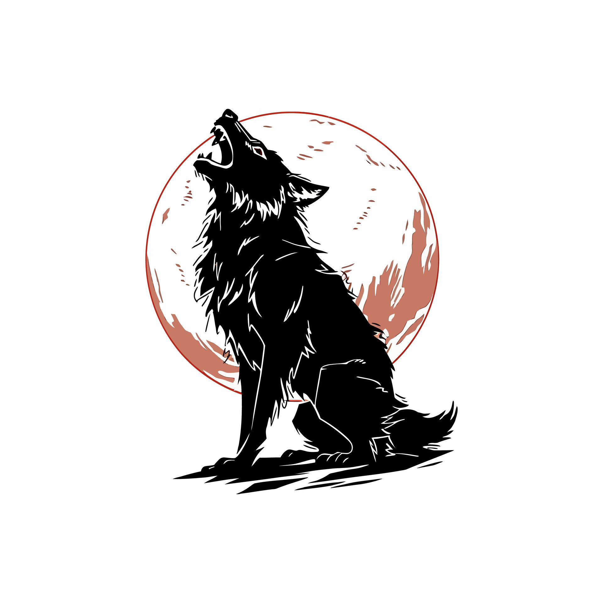 A lone werewolf howling under a full moon, a chilling Halloween scene. Vector Illustration ...