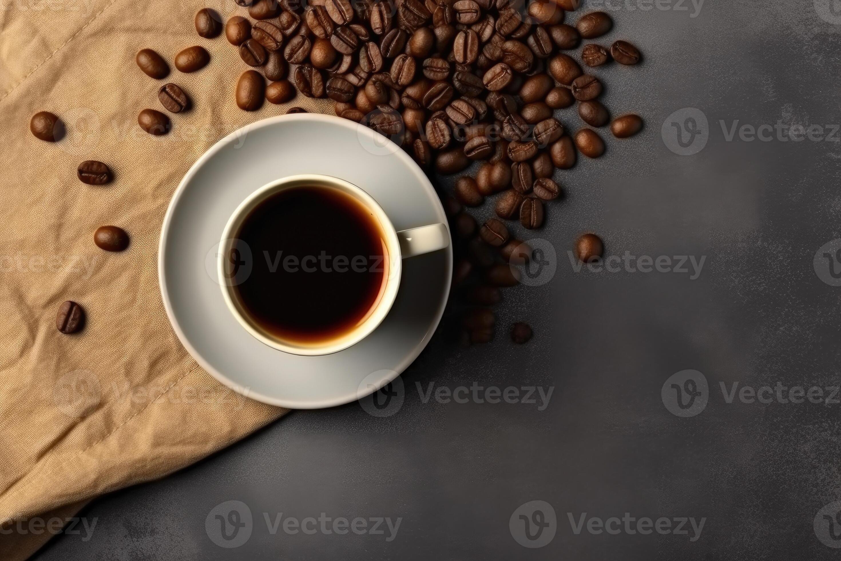 Cup of coffee and coffee beans created with Generative Al technology ...
