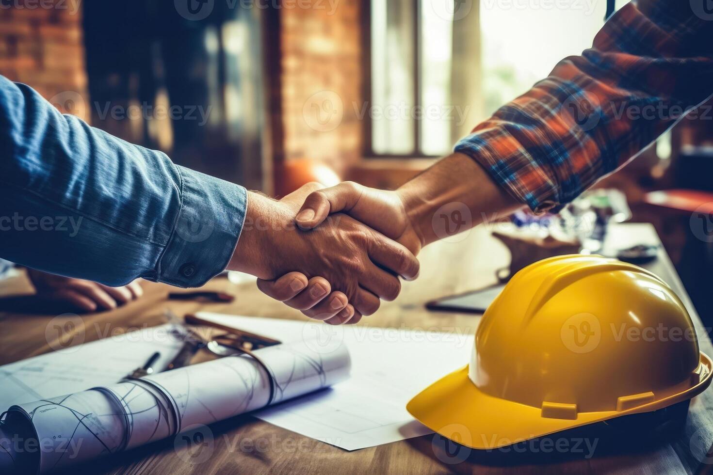 Building Together - Handshake Conveying Construction Unity - 26173977 ...