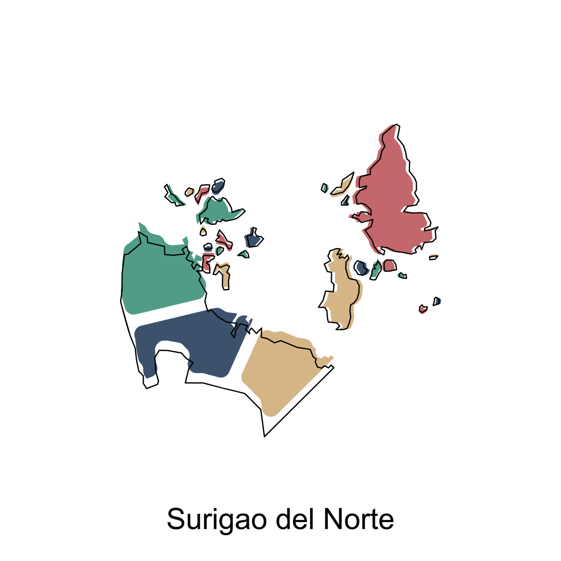 Map Of Surigao Del Norte Geometric Design World Map International Vector Template With Outline