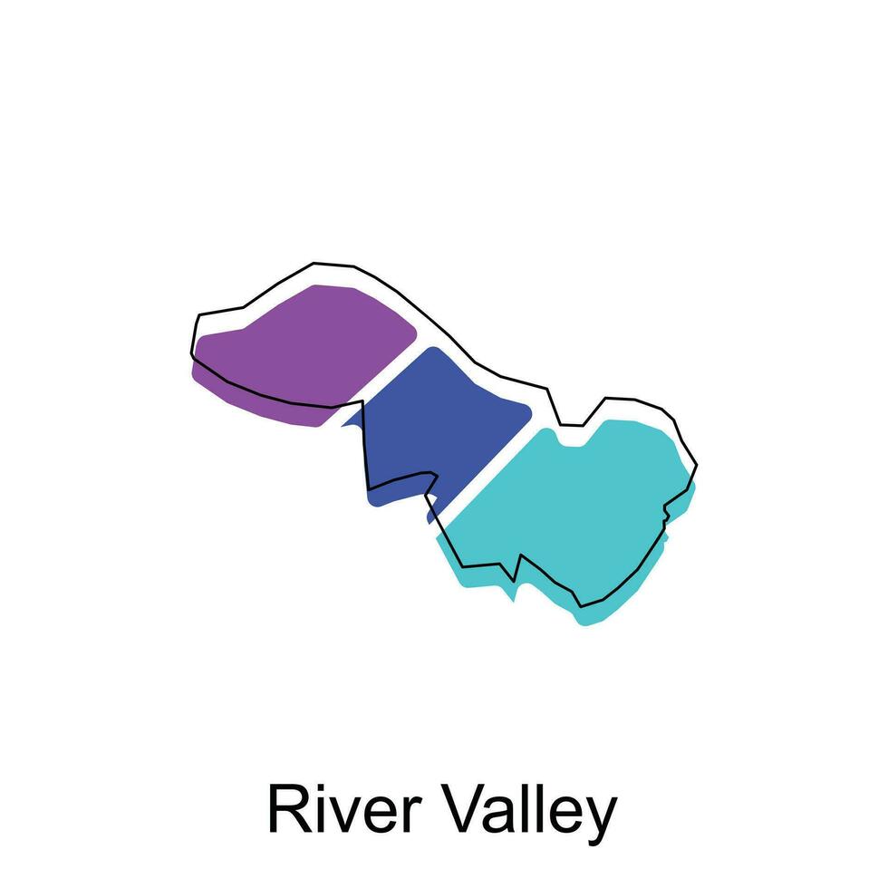 vector map of River Valley colorful illustration template design on ...
