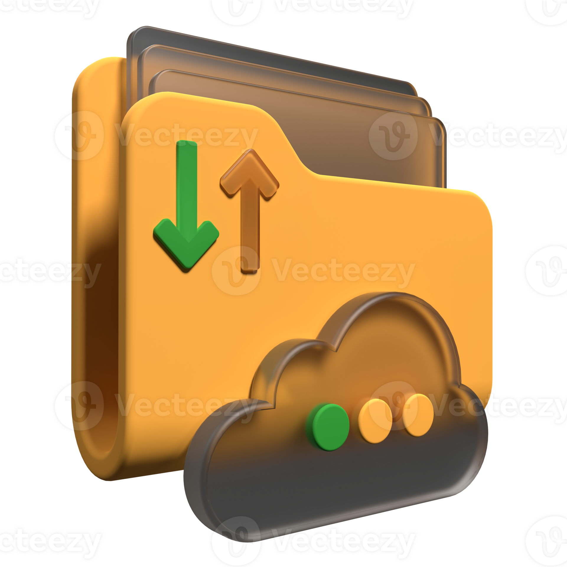Cloud Storage 3d Illustration File Transfer Concept Cloud Download And Upload Icon Digital