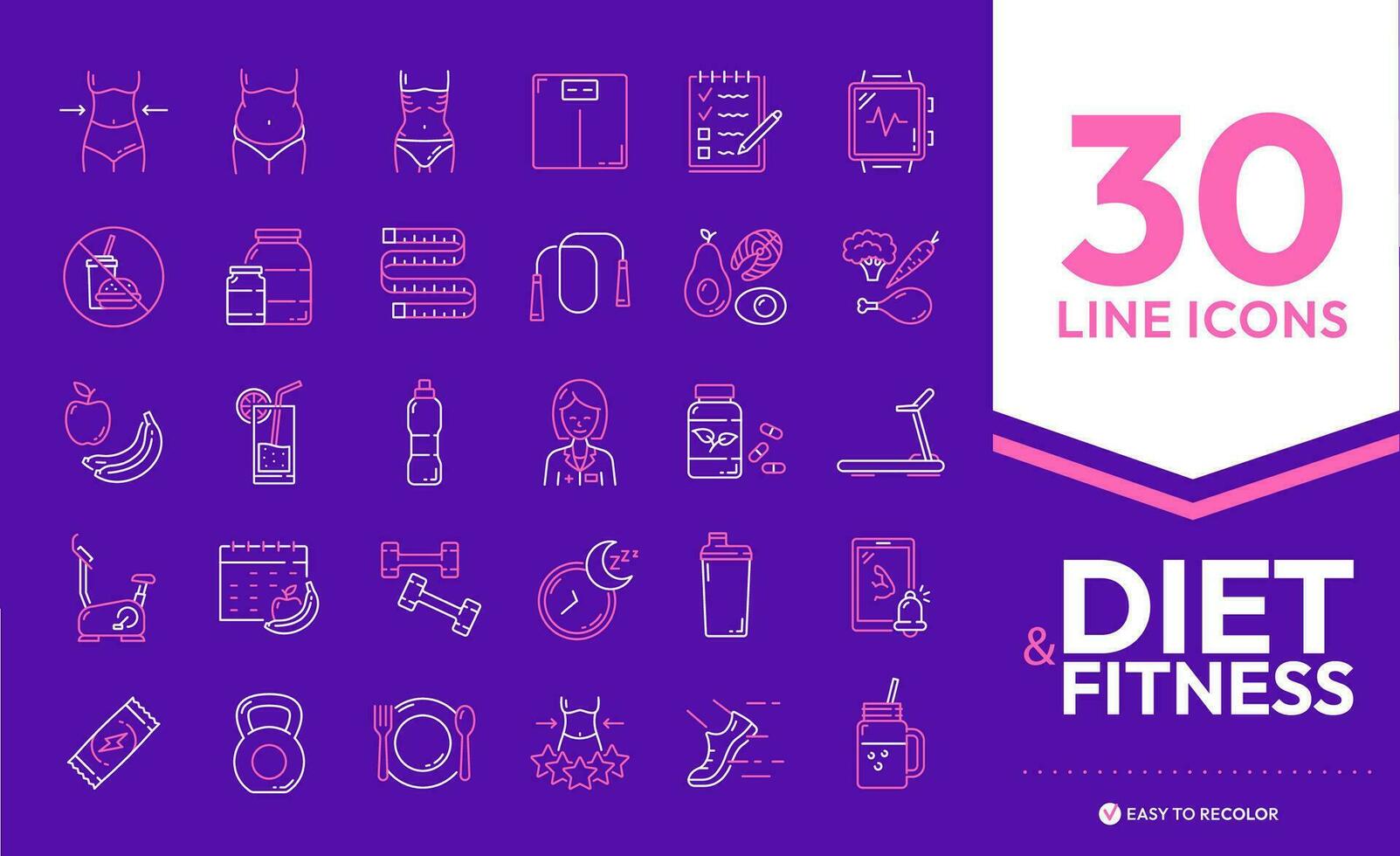 Line icons, diet nutrition, healthy food, fitness 26177866 Vector Art ...