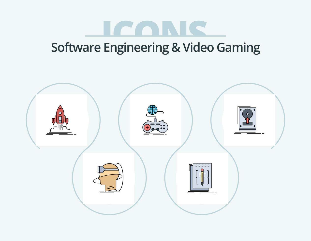 Software Engineering And Video Gaming Line Filled Icon Pack 5 Icon ...