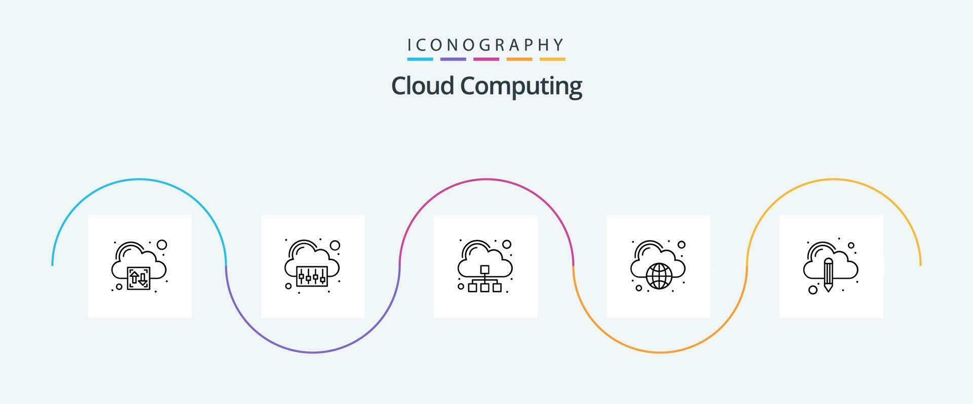 Cloud Computing Line 5 Icon Pack Including edit. cloud. globe. cloud computing 26180461 Vector ...