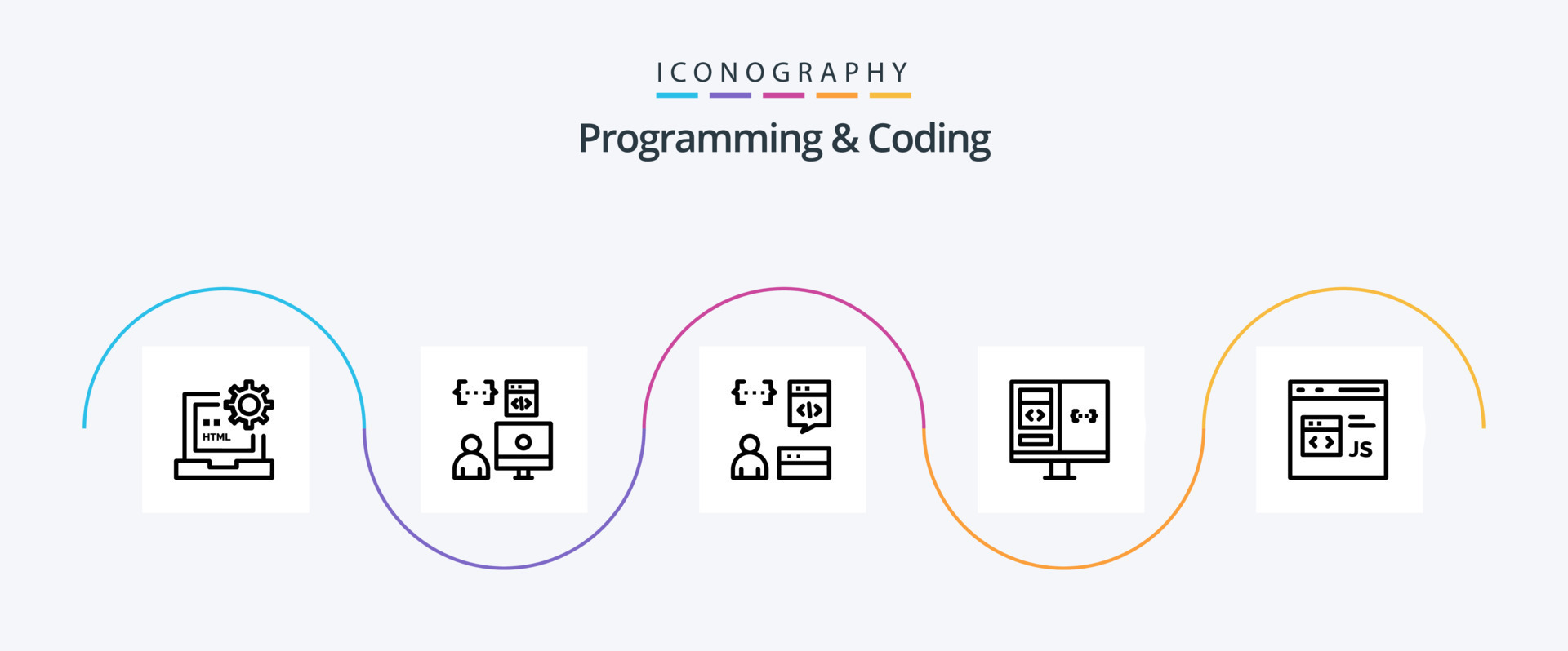 Programming And Coding Line 5 Icon Pack Including Develop Code Development Development