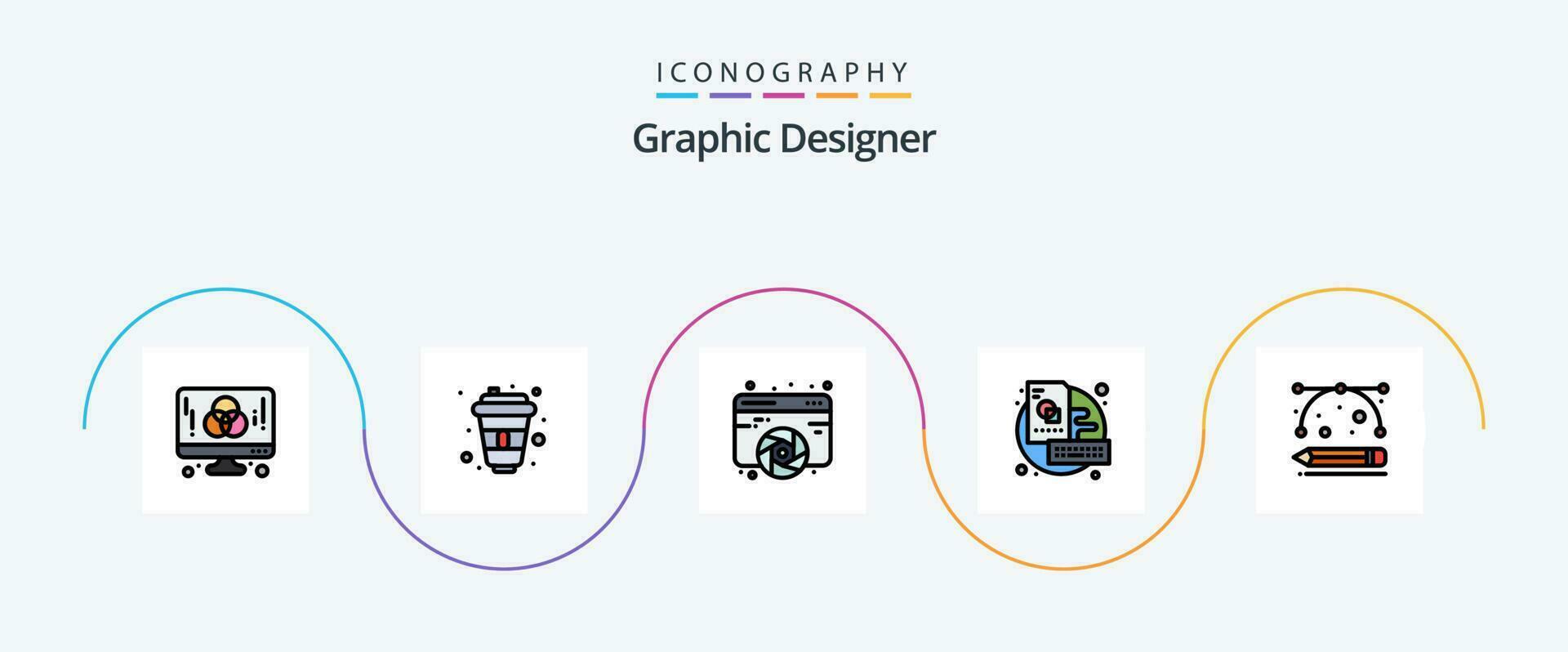 Graphic Designer Line Filled Flat 5 Icon Pack Including creative. key ... Graphic Designer Line Filled Flat 5 Icon Pack Including creative. key ...