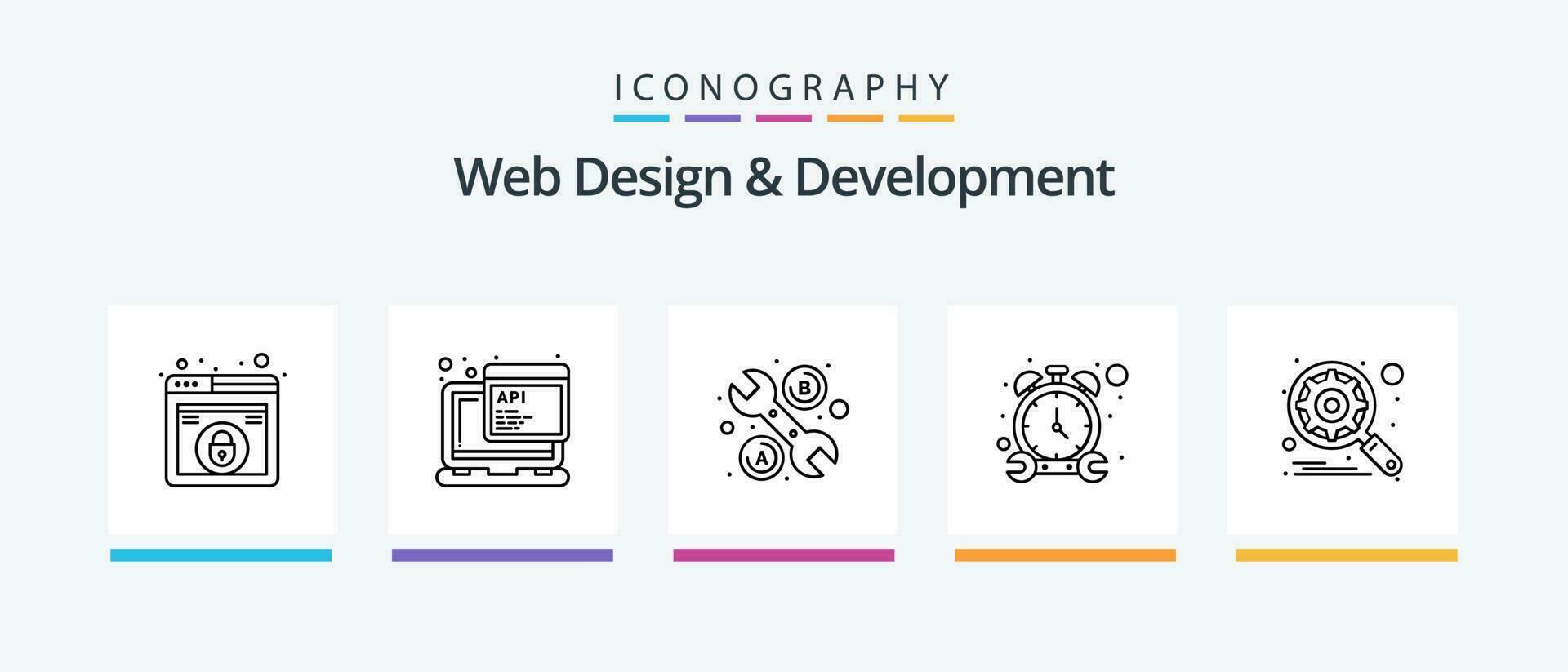 Web Design And Development Line 5 Icon Pack Including responsive. home. option. website browser ...