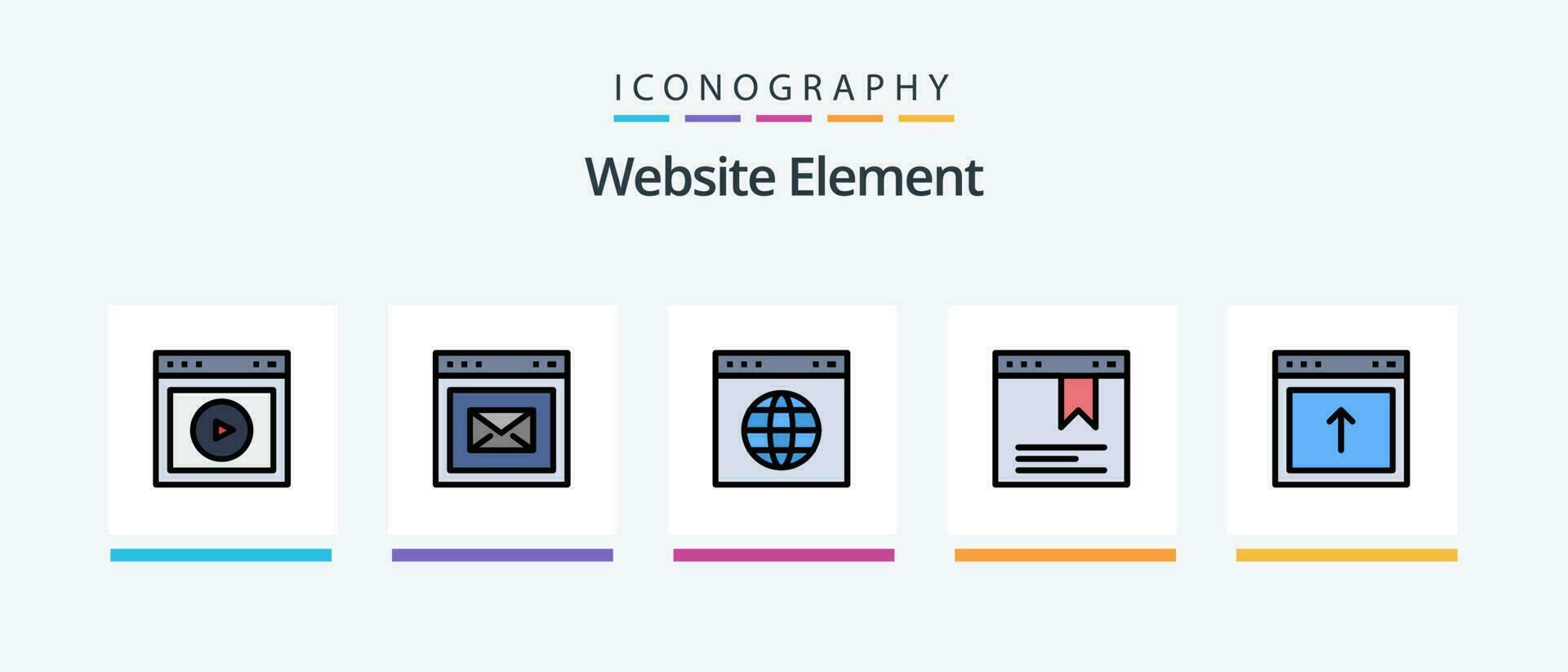 Website Element Line Filled 5 Icon Pack Including website. site. website. layout. website ...