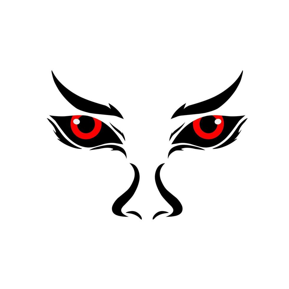 ilustración vector gráfico de dibujar tribal Arte diablo cara con rojo ... ilustración vector gráfico de dibujar tribal Arte diablo cara con rojo ...