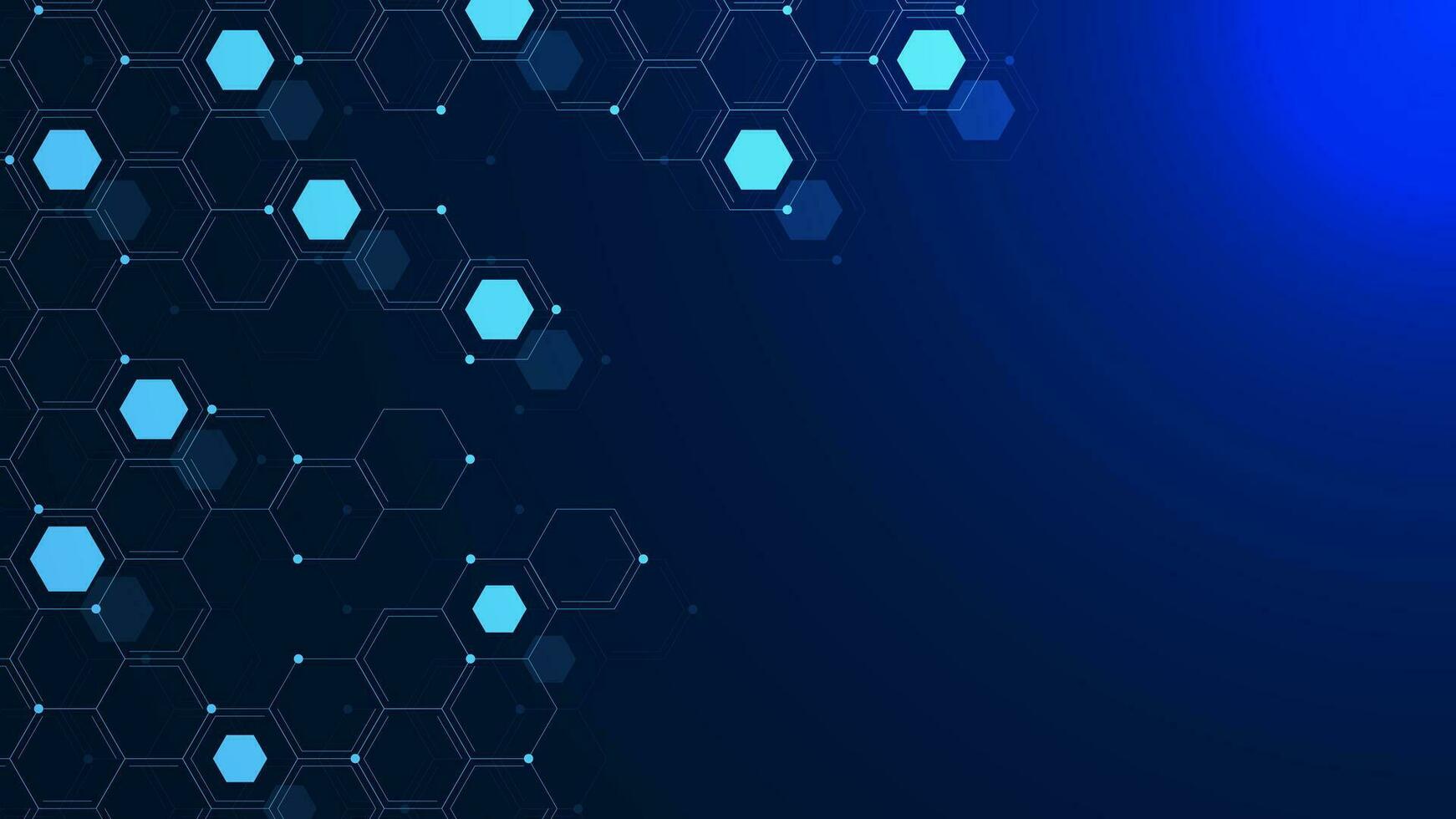 Abstract hexagon pattern with glowing particle for science and ...