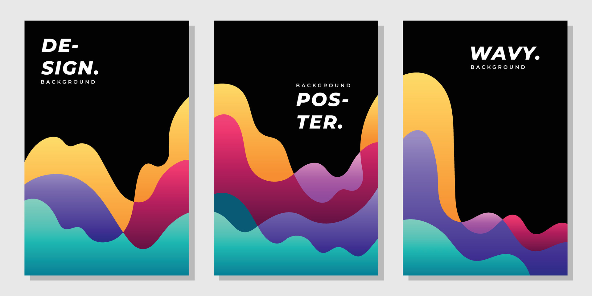 Abstract Wavy And Fluid Background Template Copy Space Set Colorful Dynamic Backdrop Design For