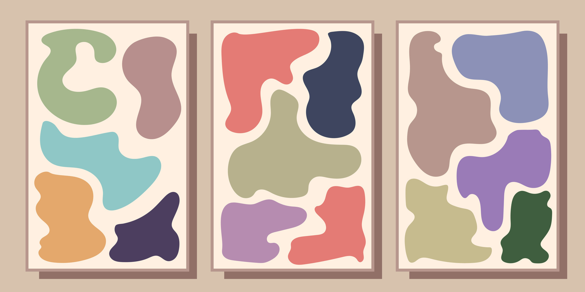 Abstract Blob Background Template Copy Space Set Colorful Hand Drawn Contemporary Back Drop