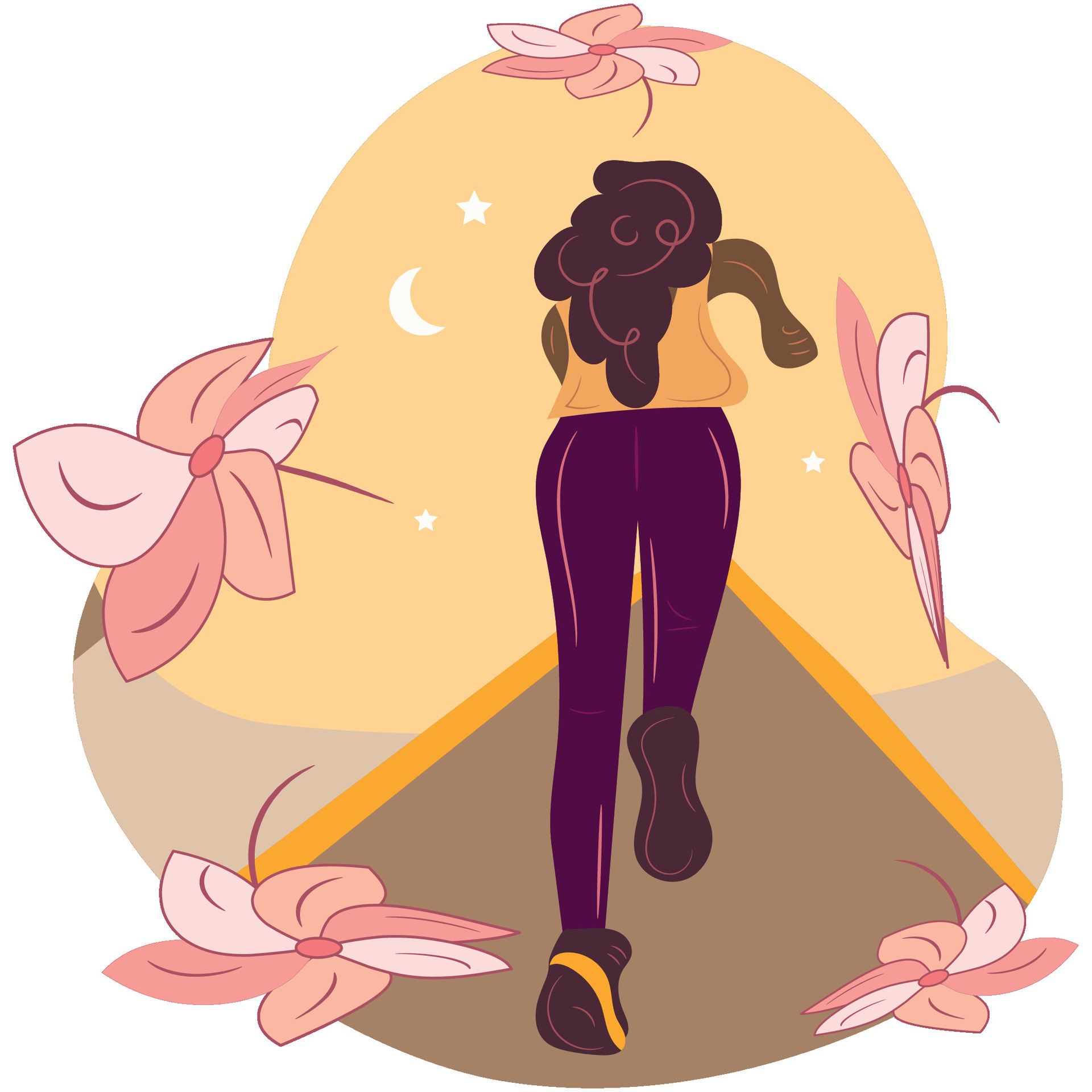 Isolated vibrant colored children hand drawn girl character running ...