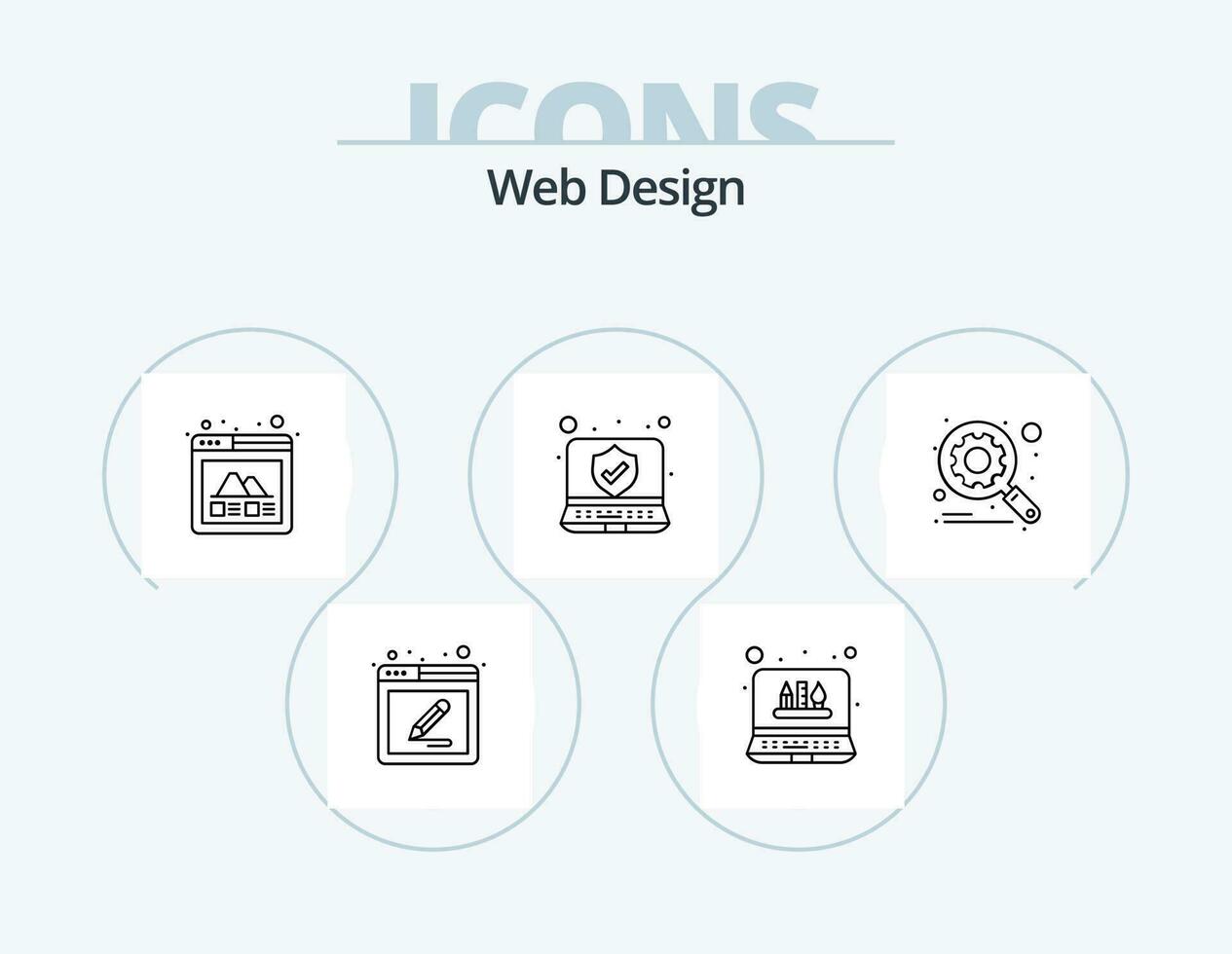 Web Design Line Icon Pack 5 Icon Design. . laptop. page. computer. picture 26184924 Vector Art ...