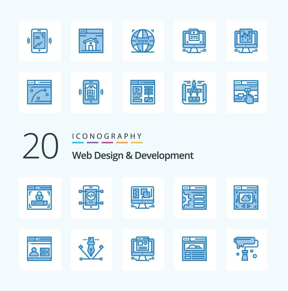 20 Web Design And Development Blue Color icon Pack like website design ...
