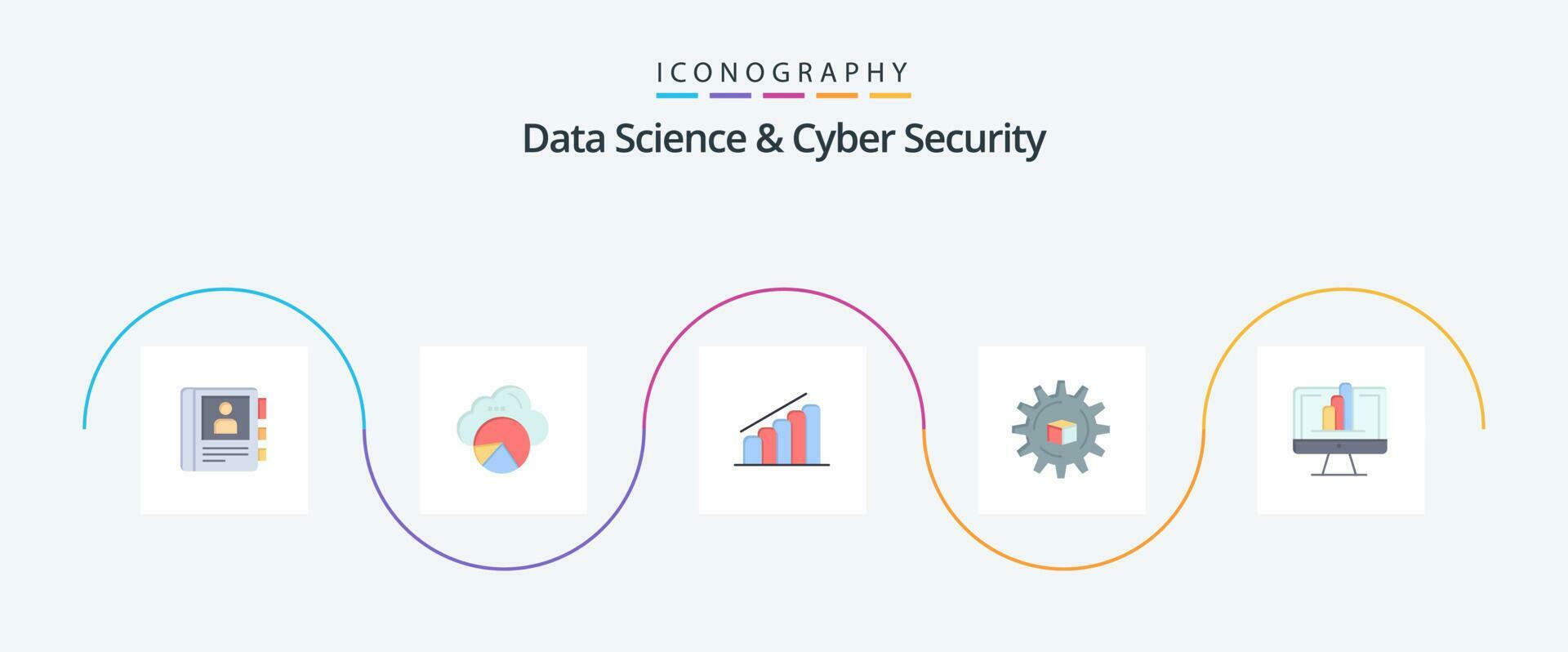 Data Science And Cyber Security Flat 5 Icon Pack Including Monitor