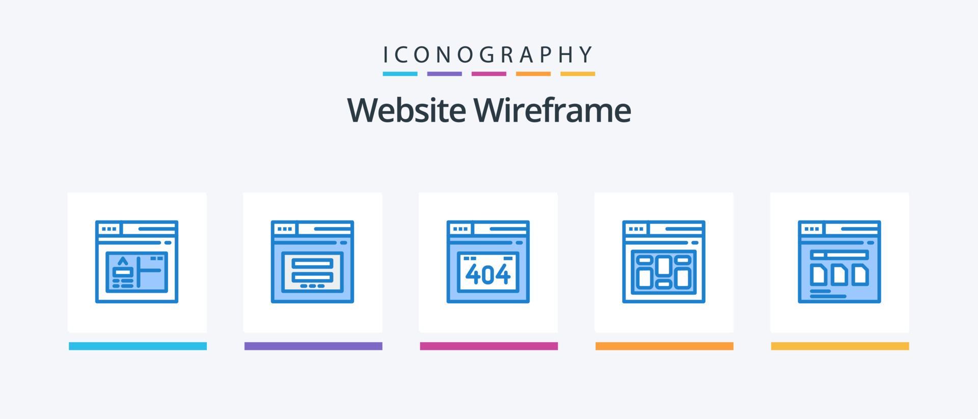 Website Wireframe Blue 5 Icon Pack Including Web Page Email Page Database Creative Icons
