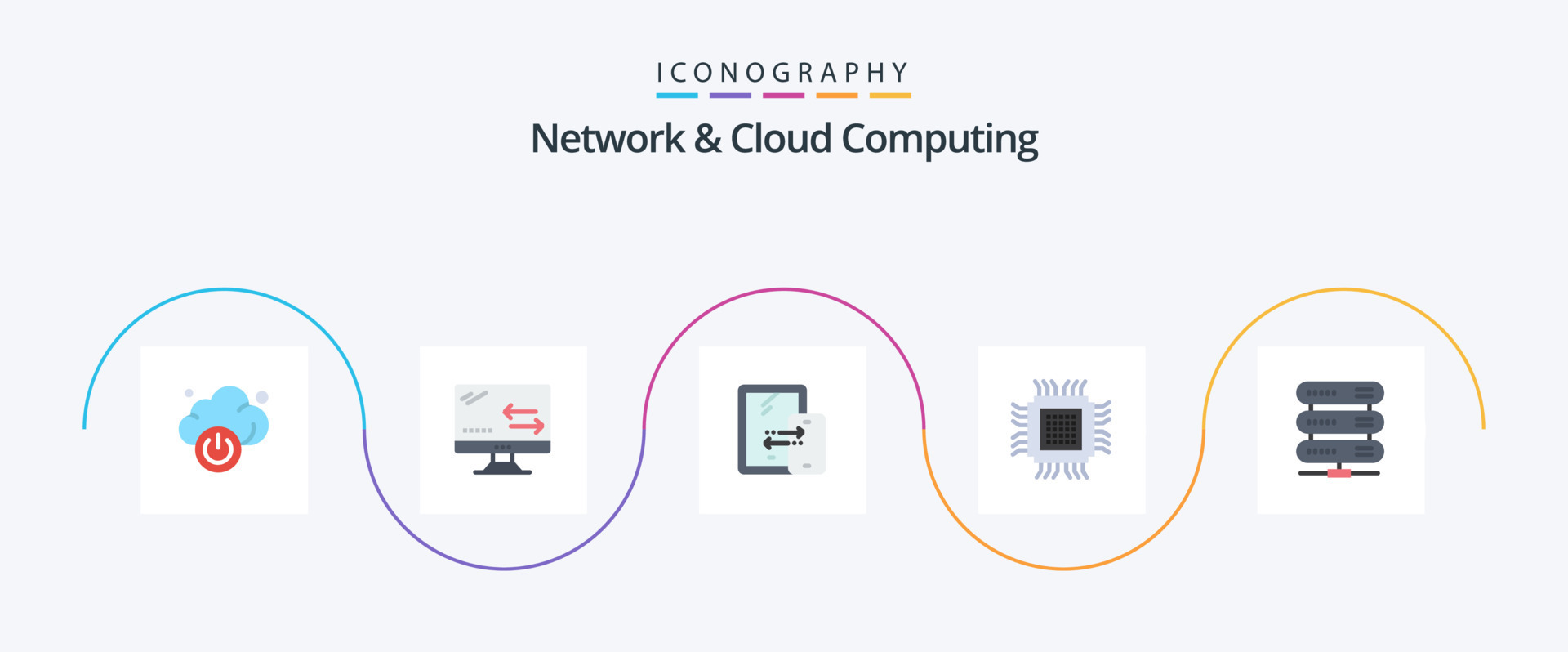 Network And Cloud Computing Flat 5 Icon Pack Including data ... Network And Cloud Computing Flat 5 Icon Pack Including data ...