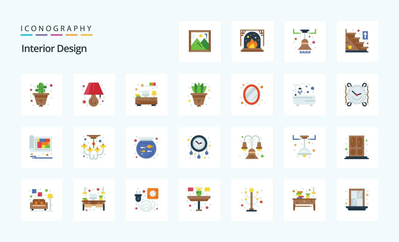 25 Interior Design Flat color icon pack 26185674 Vector Art at Vecteezy