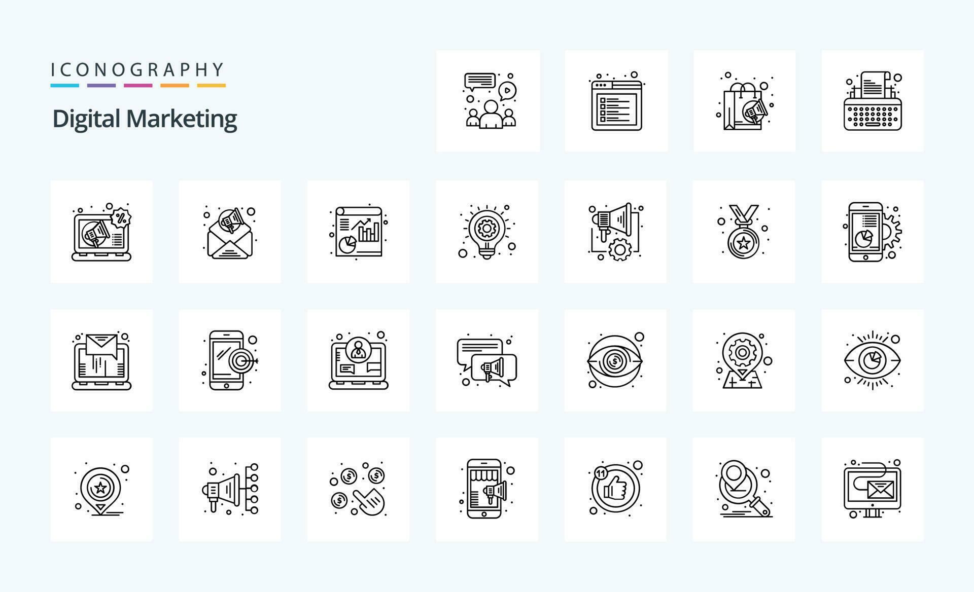 25 Digital Marketing Line icon pack 26186057 Vector Art at Vecteezy