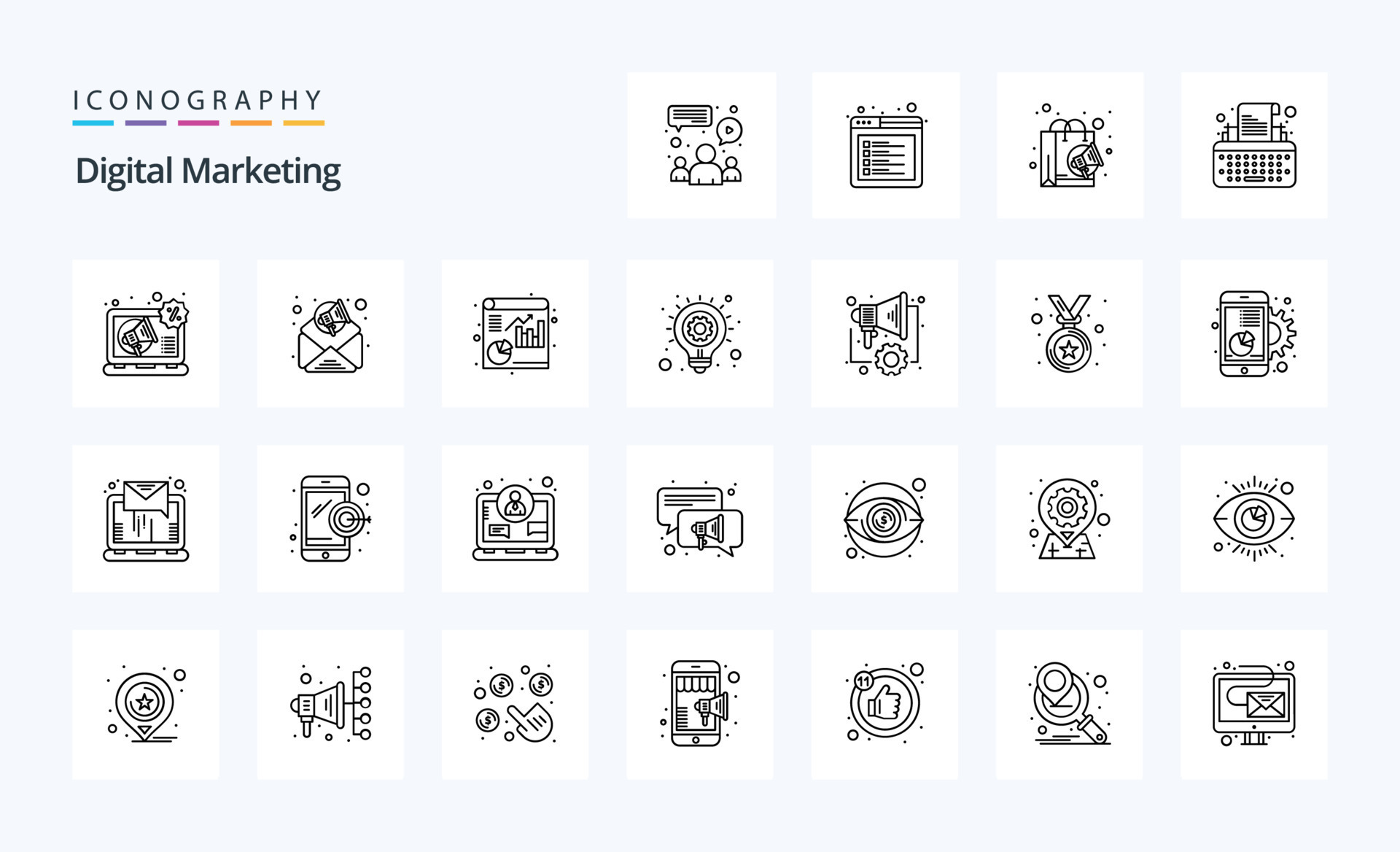 25 Digital Marketing Line icon pack 26186057 Vector Art at Vecteezy