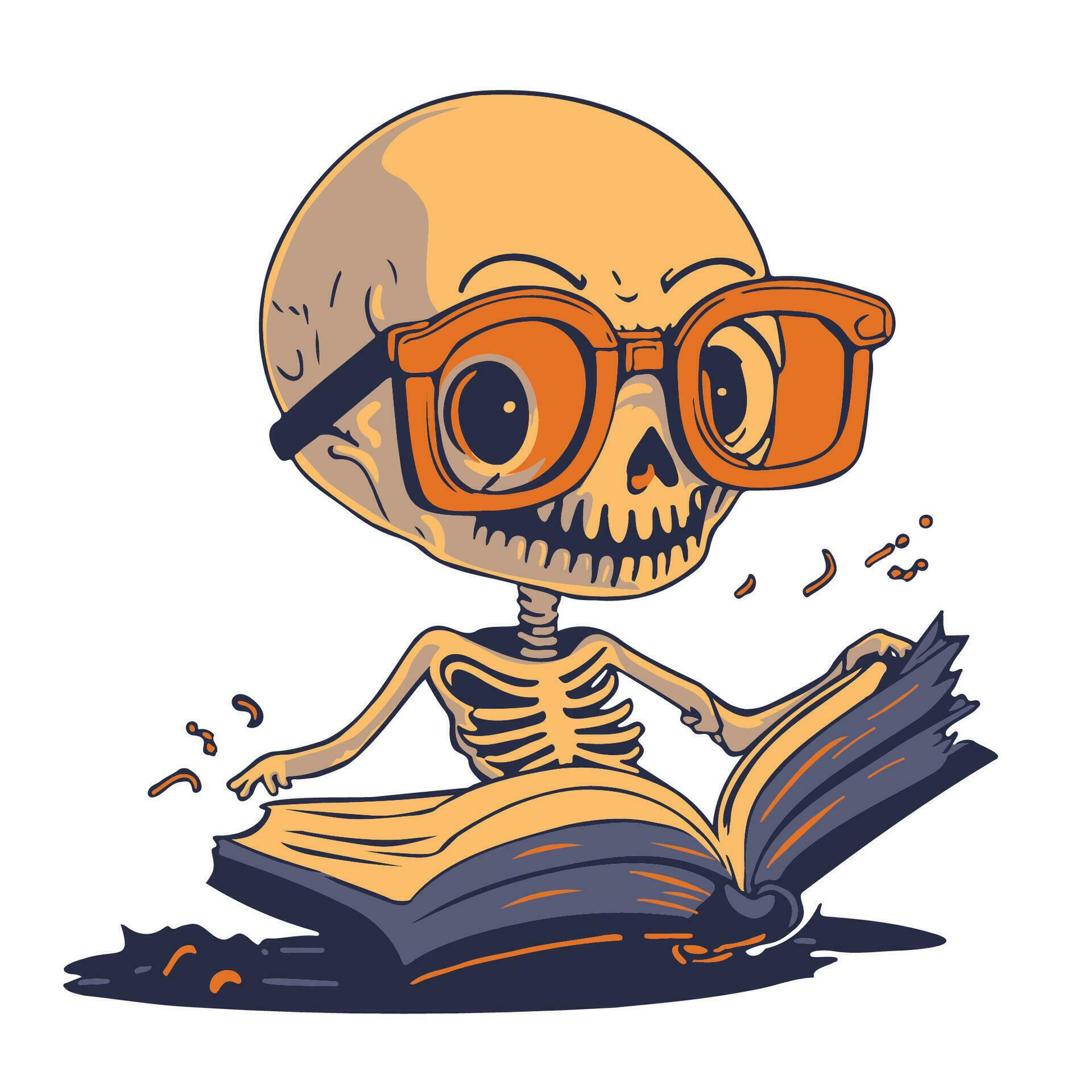 Skeleton reading book 26188741 Vector Art at Vecteezy