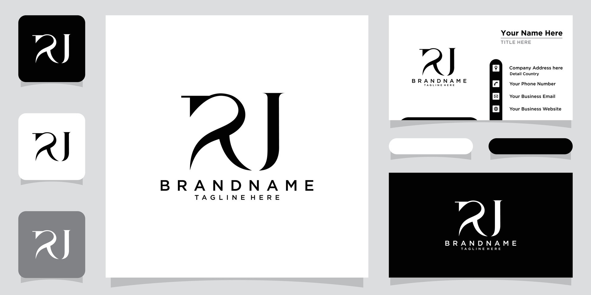 RJ Letter Logo Design Template Vector with business card design Premium Vector 26191241 Vector ...