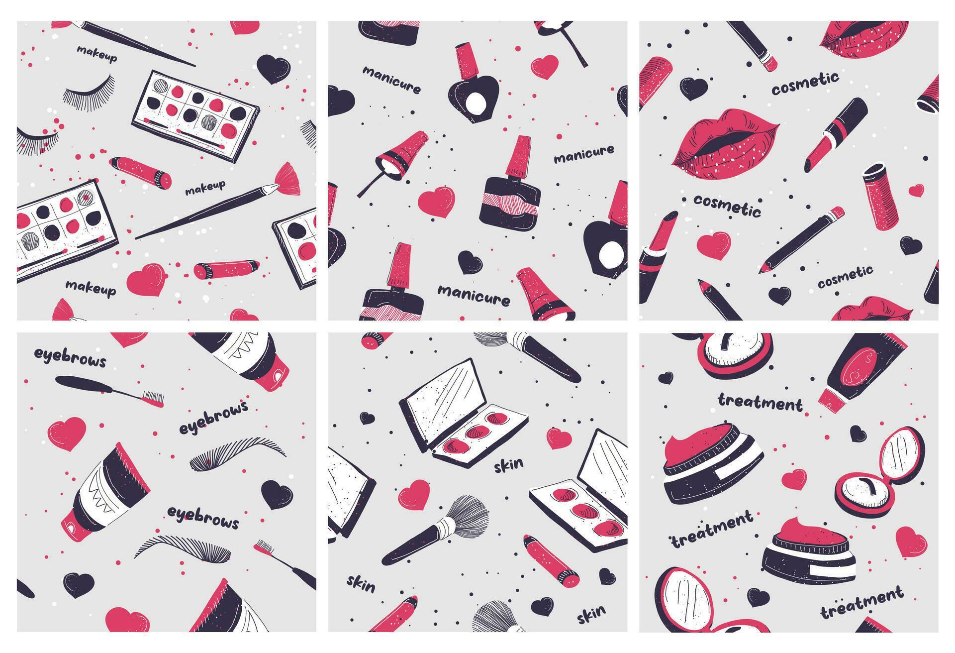 Decorative pattern set with makeup elements 26199883 Vector Art at Vecteezy