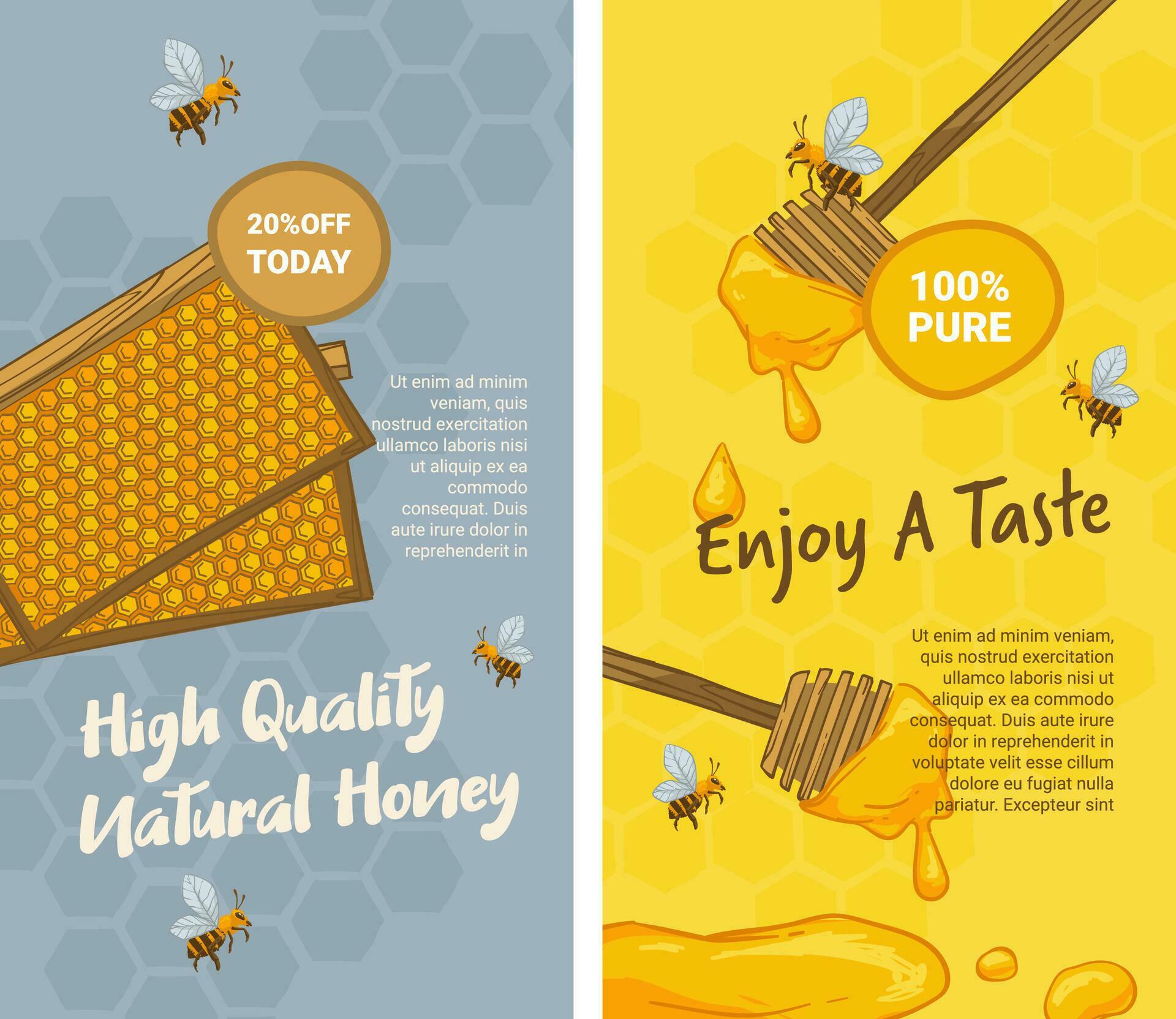 High quality natural honey, enjoy organic taste 26200400 Vector Art at Vecteezy