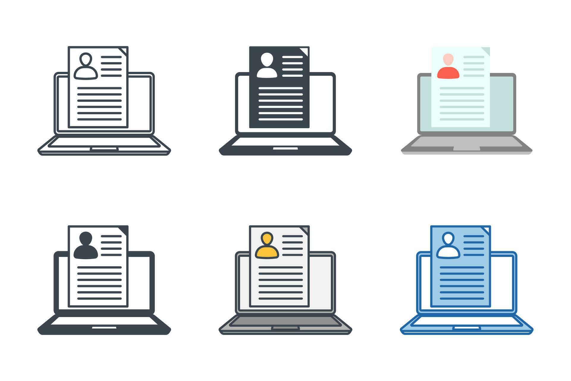 Laptop With Document Icon Symbol Template For Graphic And Web Design Collection Logo Vector