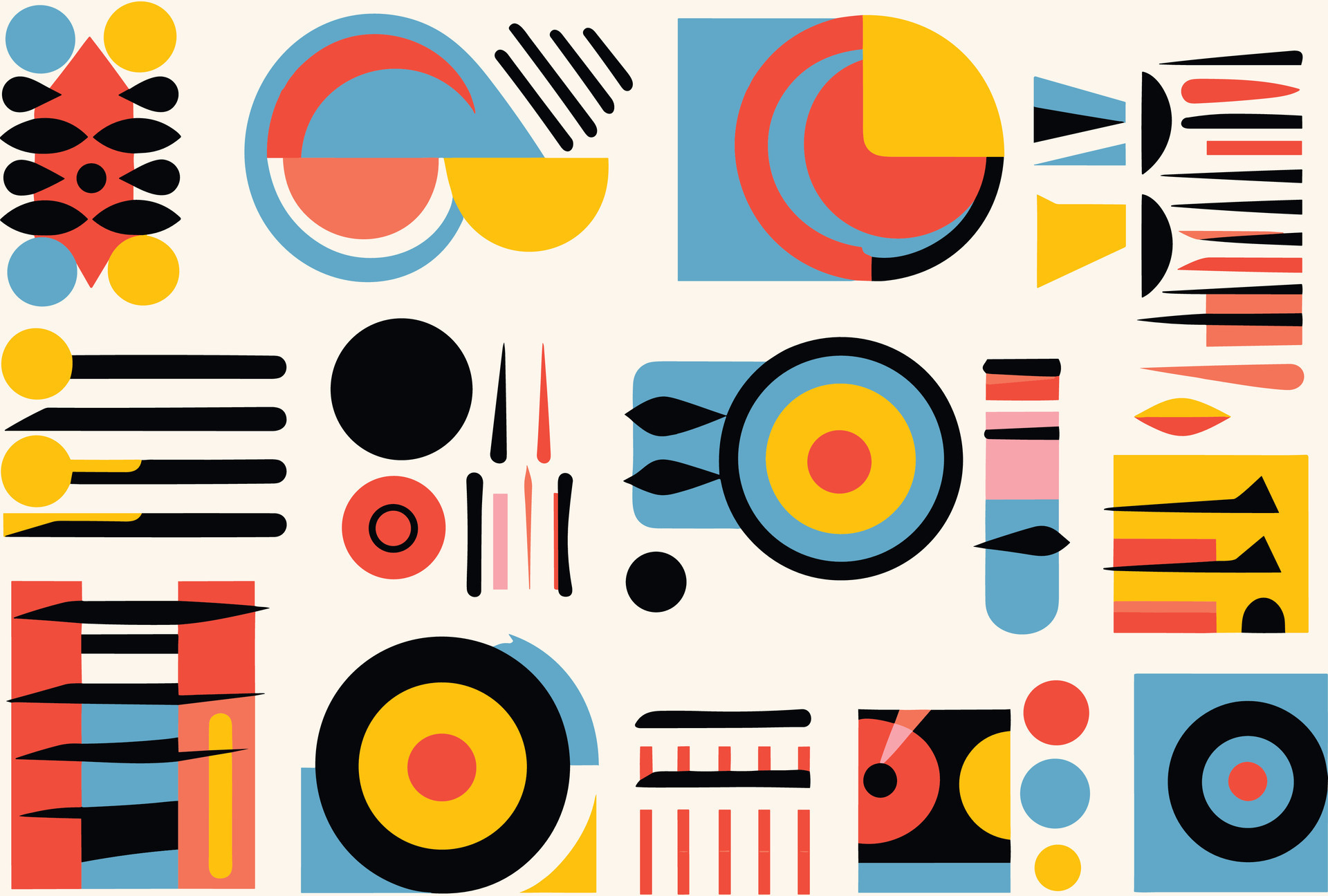 Abstract Geometry Vector Set With Geometric Linear Shapes In The Style Of Bold And Graphic Pop