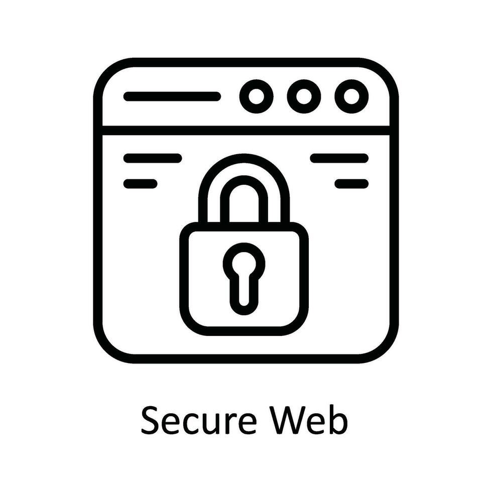 Secure Web Vector Outline Icon Design Illustration Cyber Security