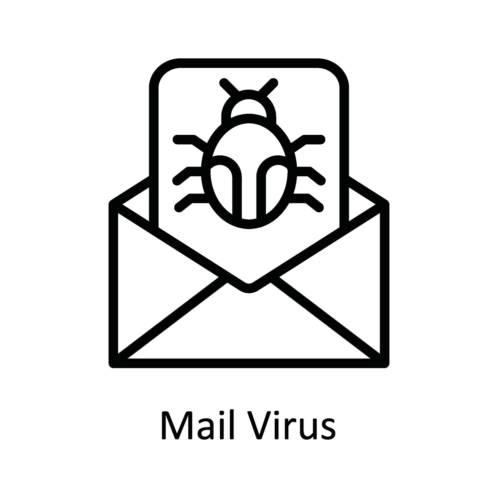 Mail Virus Vector Outline Icon Design Illustration Cyber Security