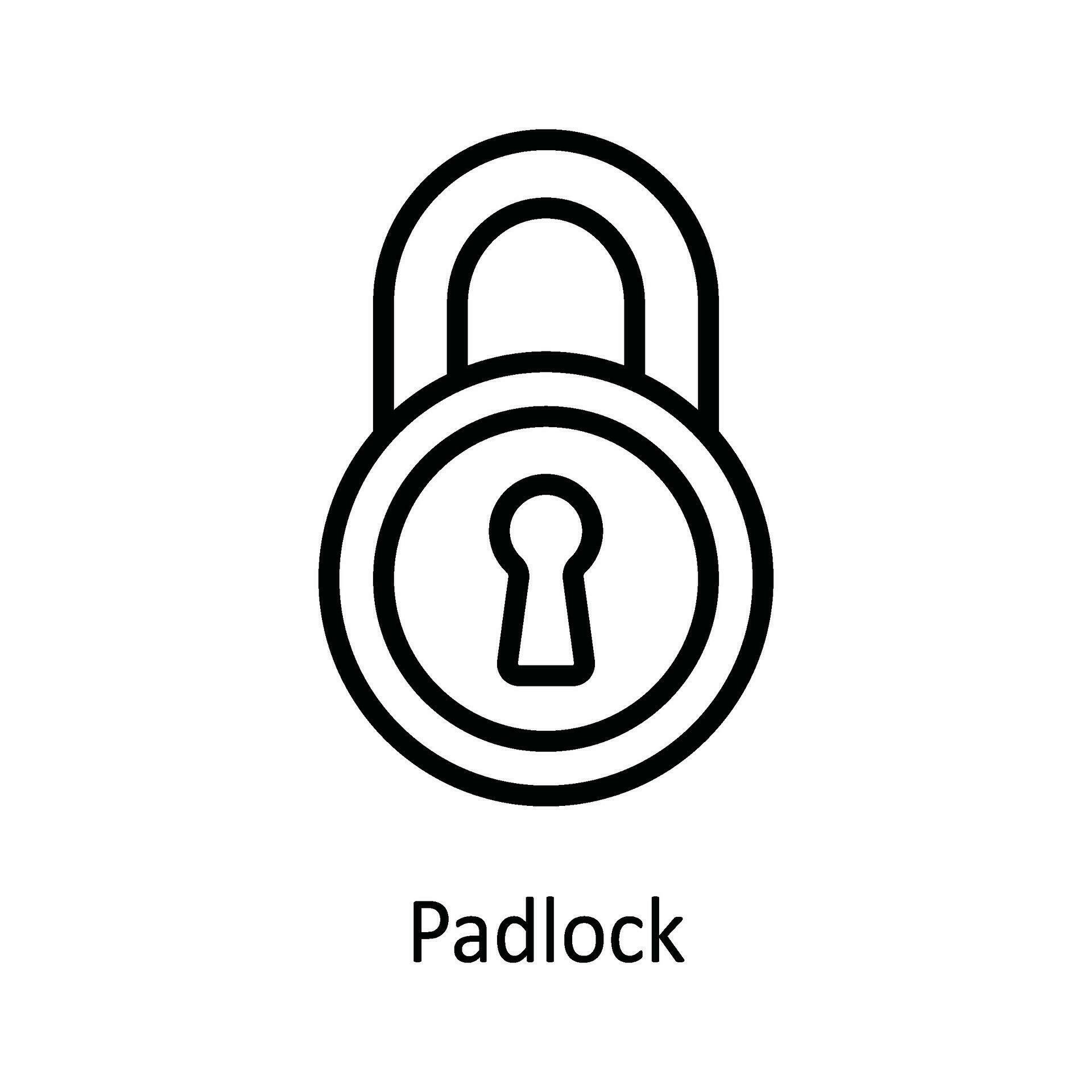 Padlock Vector Outline Icon Design Illustration Cyber Security Symbol On White Background Eps