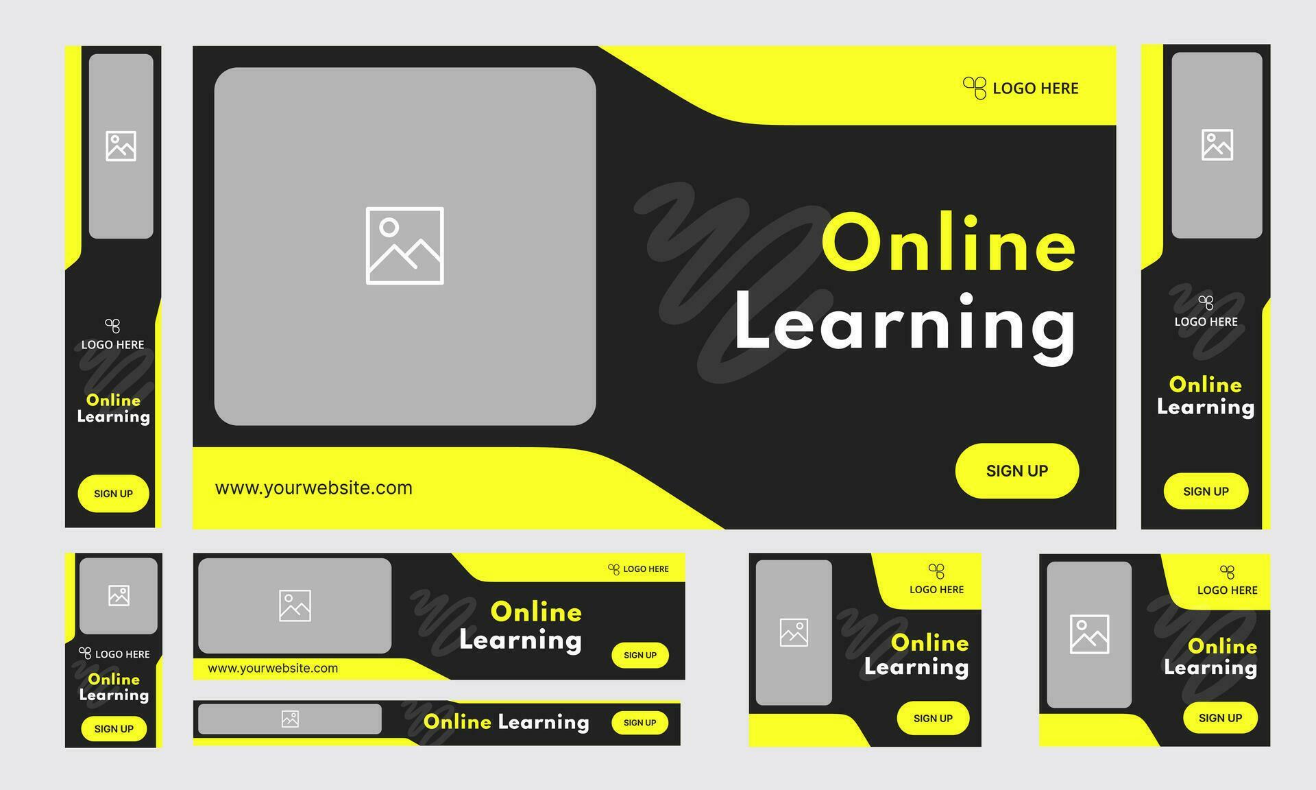 Online learning set of web banner template design 26233959 Vector Art ...
