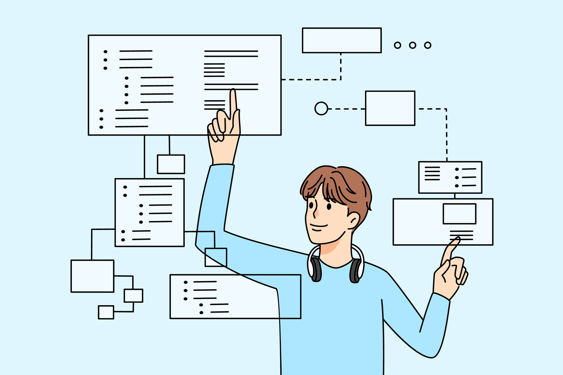 Male Software Engineer Working With Project Launch Online Man Programmer Or Coder Busy Creating