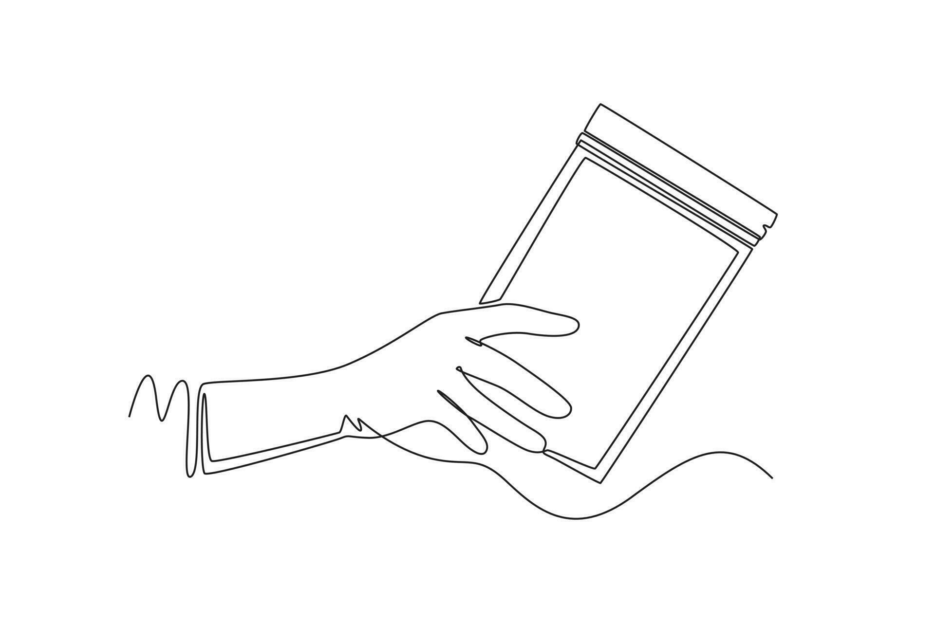Continuous One Line Drawing Hands Holding Different Objects Concept