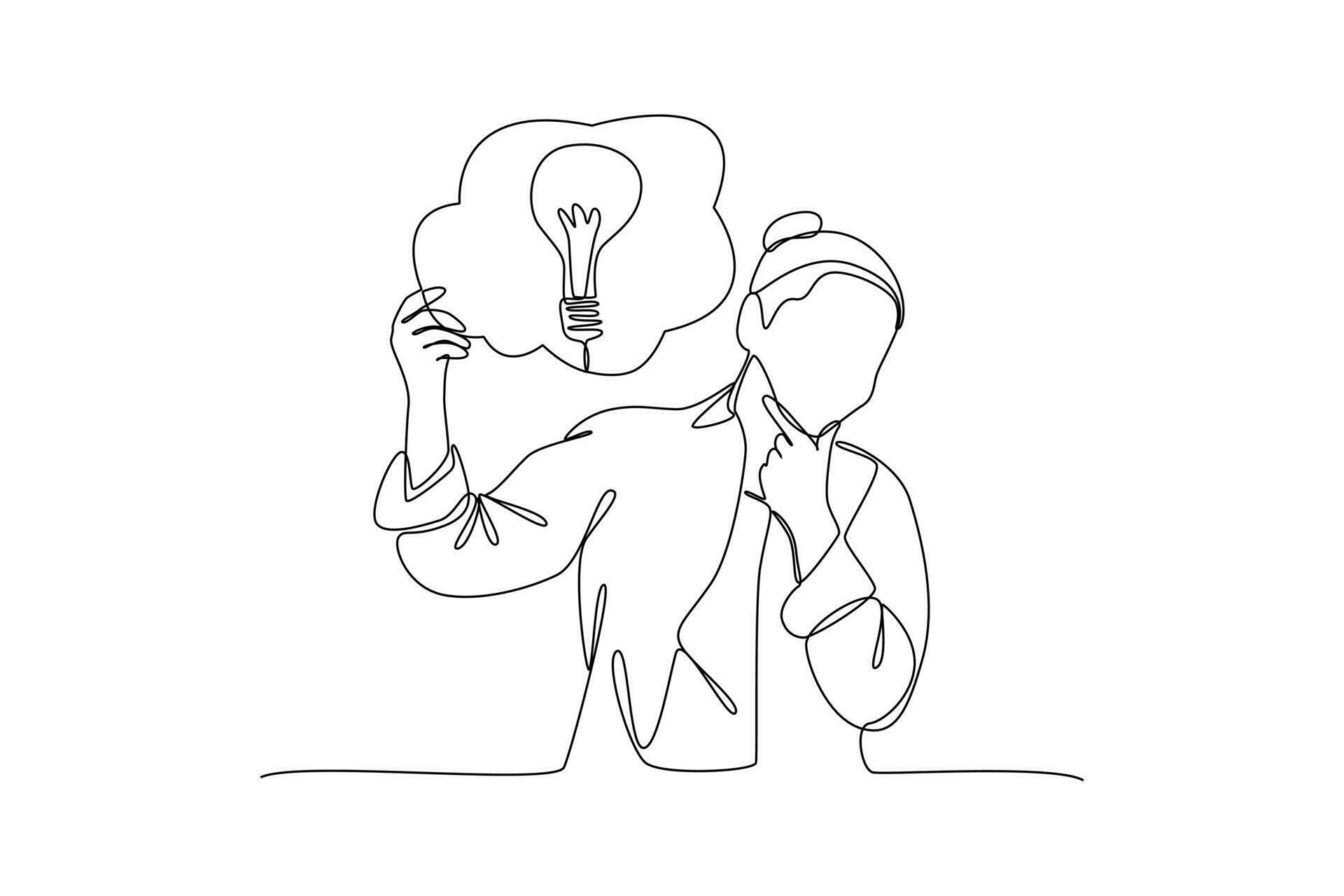 Single one line drawing concept of finding brilliant ideas. Continuous ...