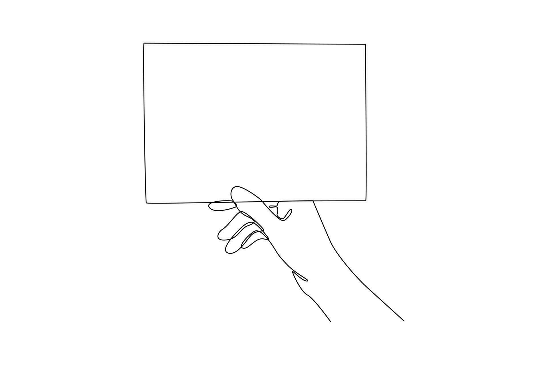 Continuous One Line Drawing Hands Holding Different Objects Concept